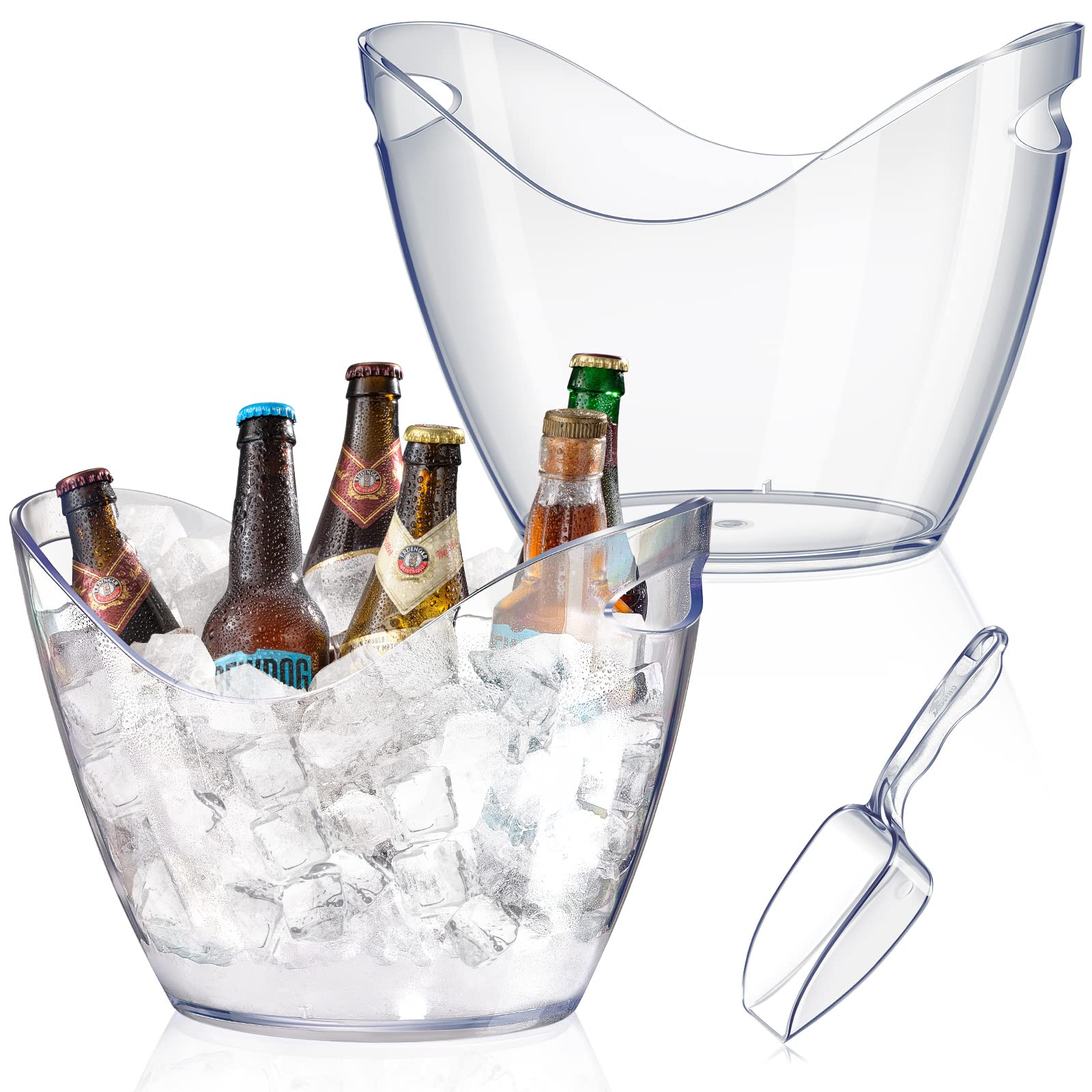 Plastic Clear Ice Bucket with Ice Scoops Clear Acrylic Ice Tub Plastic ...