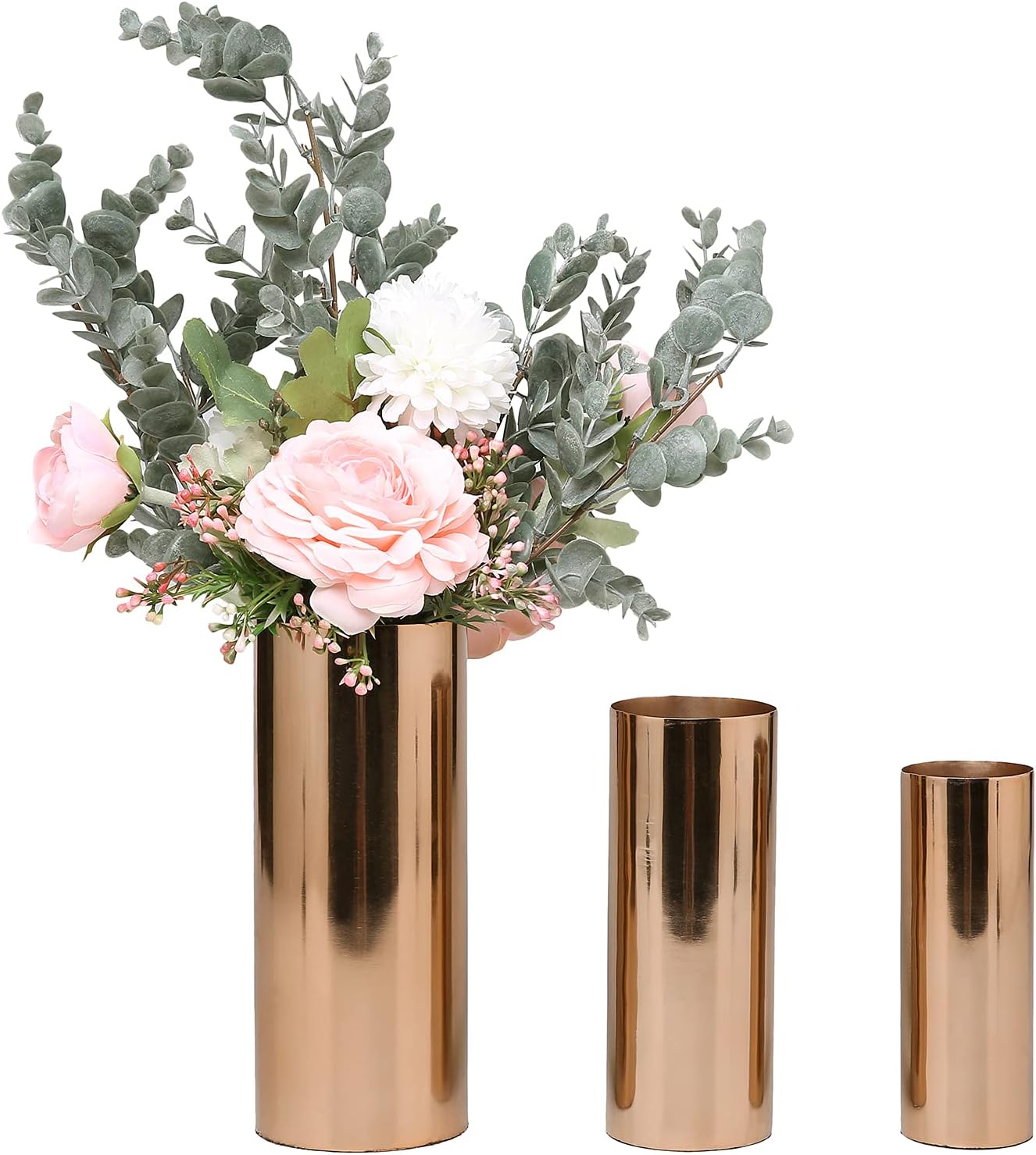 Amazon.com: MyGift Tall Modern Copper Tone Metal Vase, Cylinder Wedding ...