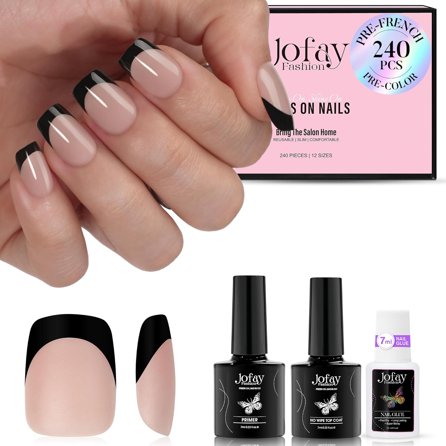 Amazon.com: Gel Nail Tips Kit, Jofay Fashion x Coat Press On Nails ...