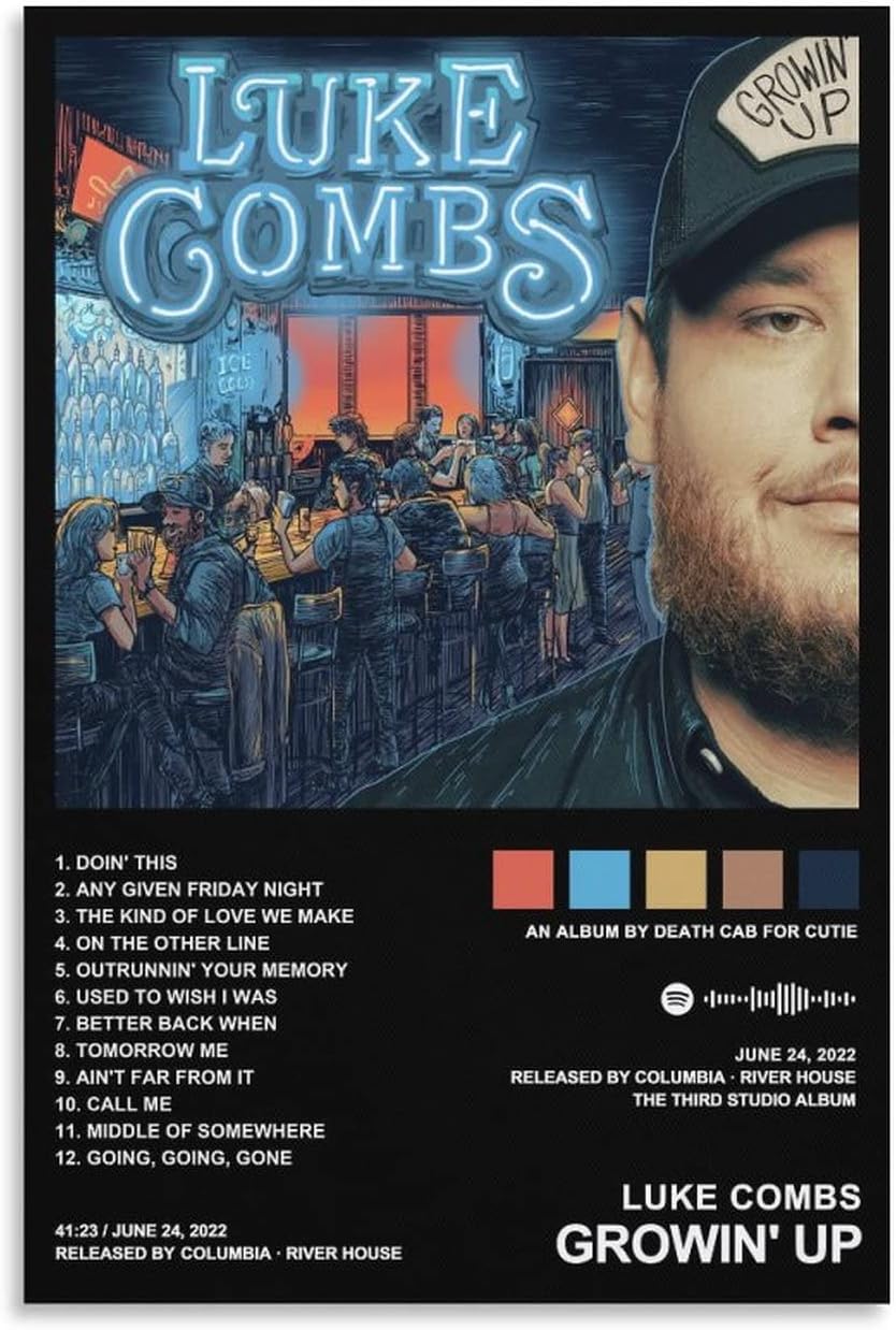 Amazon.com: Luke Combs – Growin' Up 拷贝 Album Cover Canvas Poster Print ...