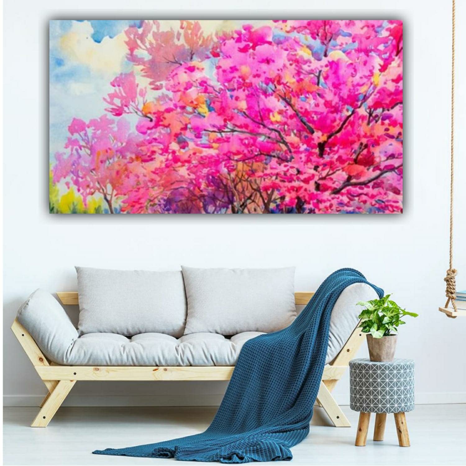 Canvas Tree And Flowers Circle Canvas Print Magic Magnolia Abstract