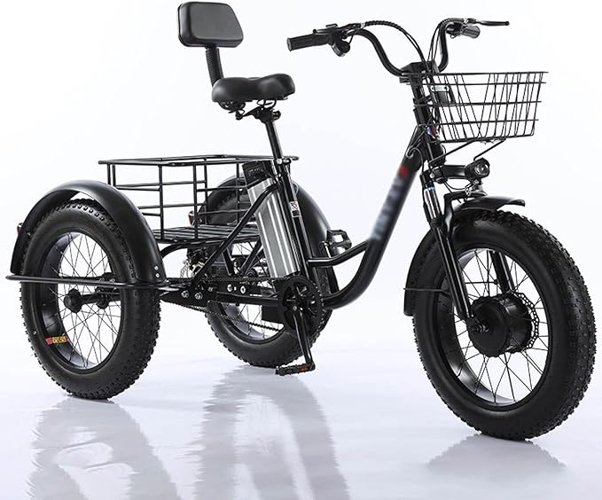 20 Inch Fat Tire Trike-3 Speed Electric Three Wheel Tricycle- Folding ...