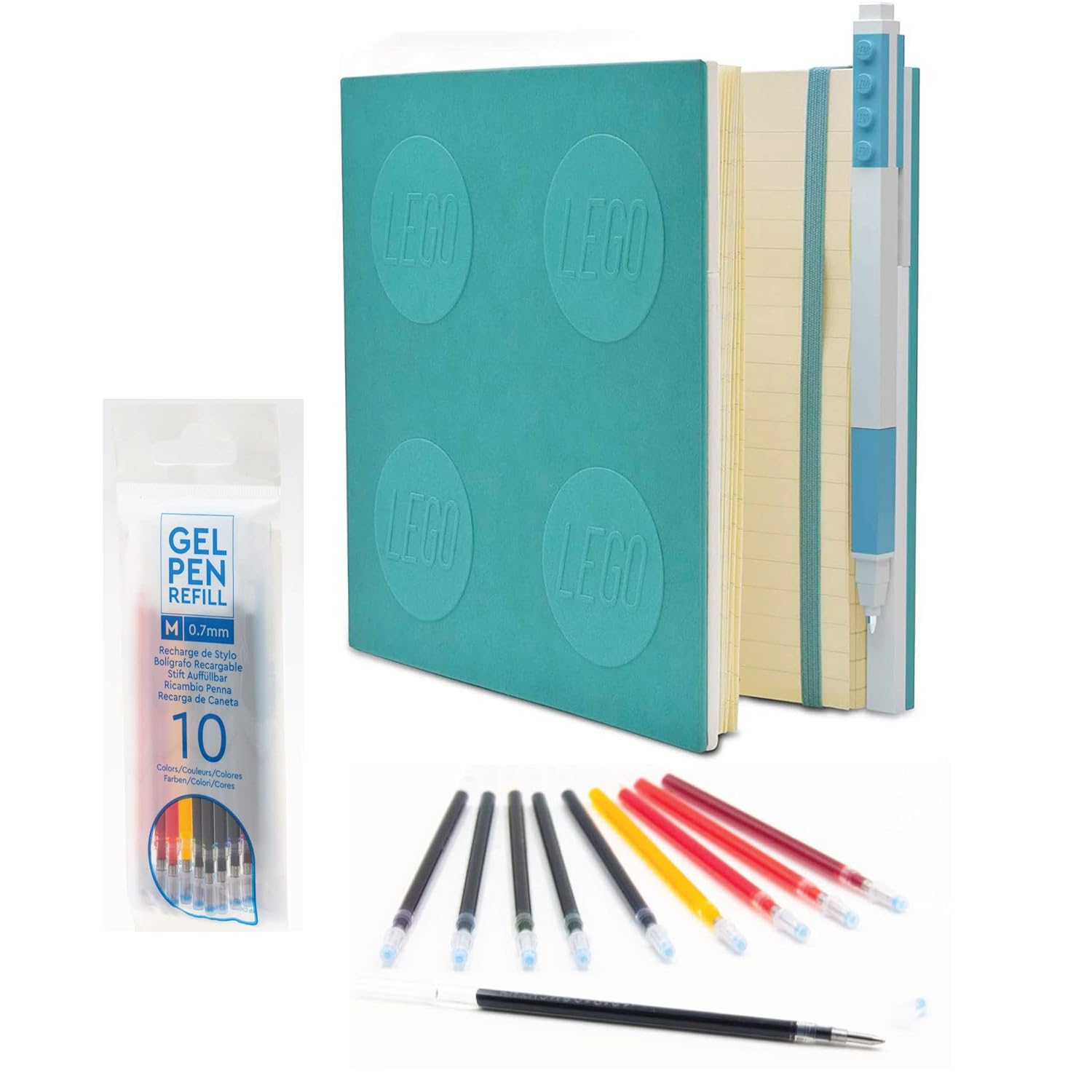 IQ LEGO Locking Notebook (Azur) & Gel Pen with Gel Pen Ink Refills ...