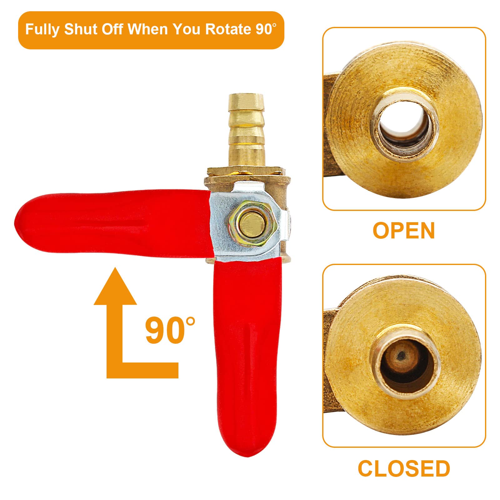Snapklik.com : 2 PCS Brass Ball Valve Shut Off Switch, 1/4" Hose ID X 1 ...