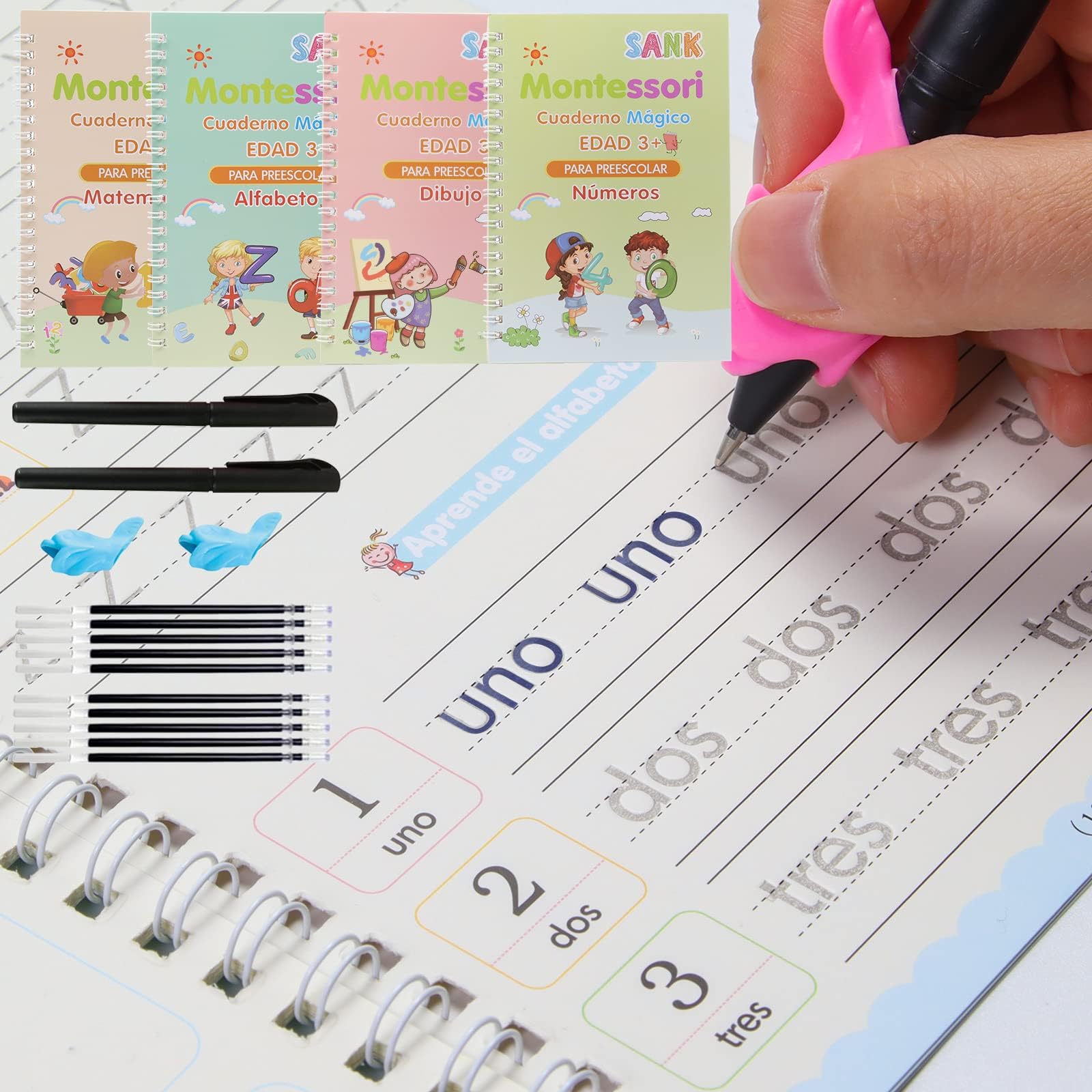 Caligrafía para Niños, 5Pcs Cuaderno para Escribir Reutilizable con ...