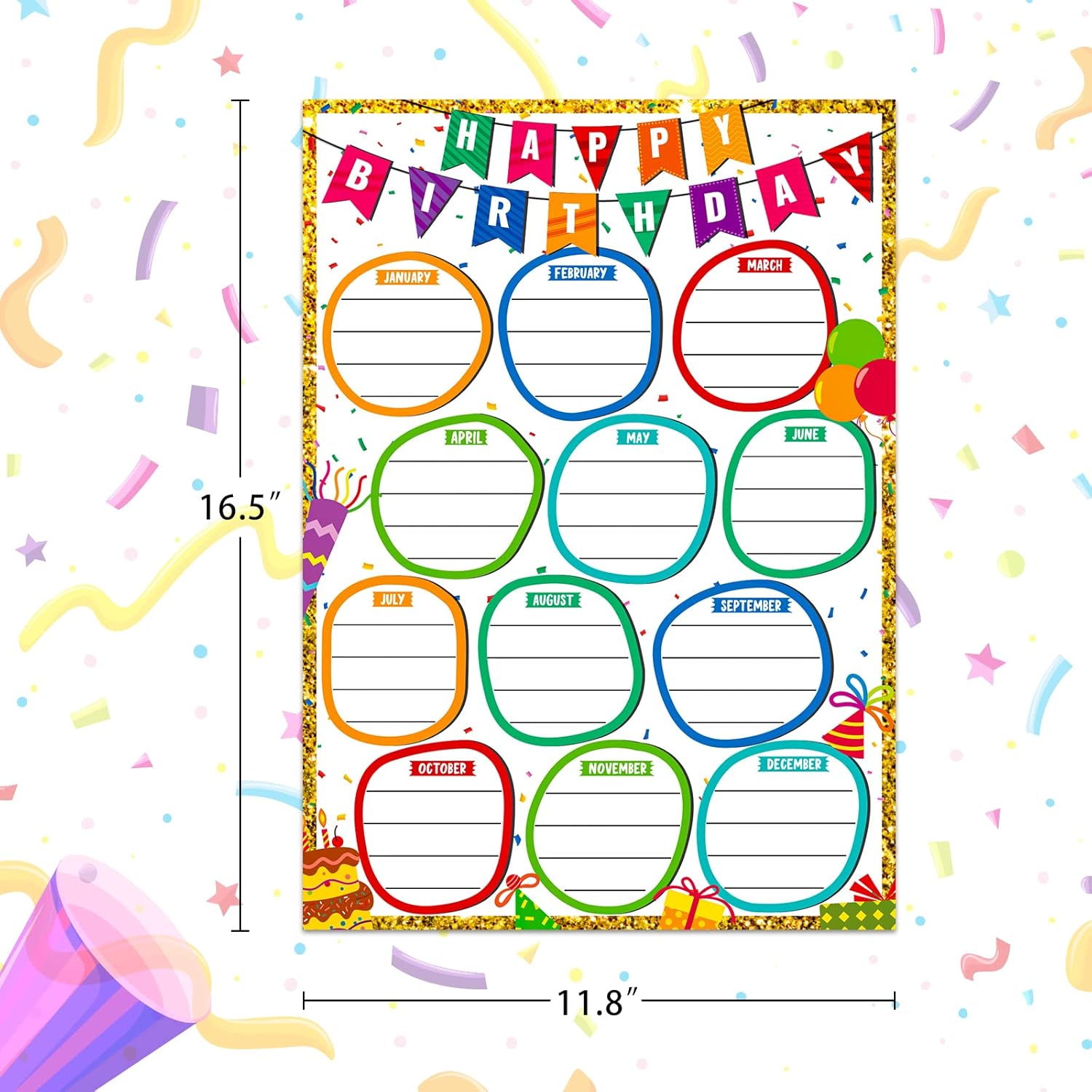 Fsaoor Happy Birthday Poster 2 Pack Birthday Chart for Classroom Decor ...