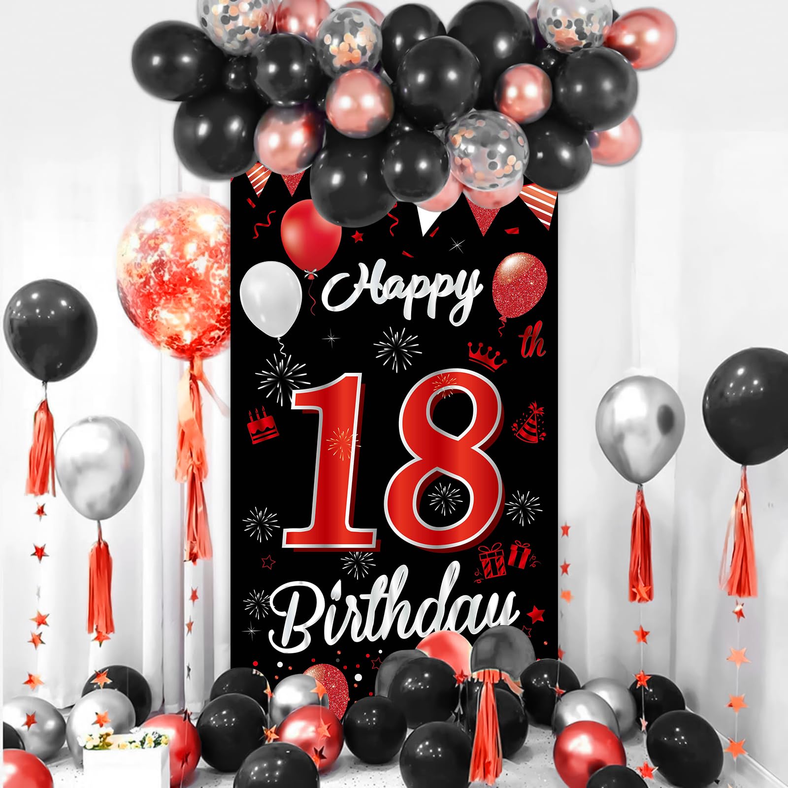 Scritta Buon Compleanno Decorazioni 18 Anni Viola E Nero - Striscione ...
