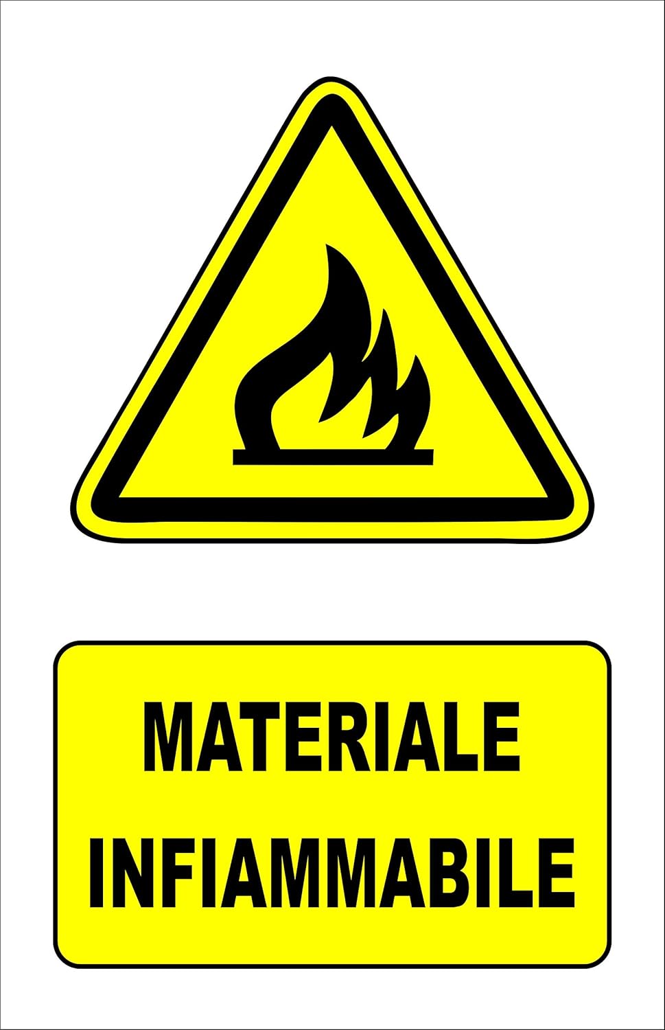 CARTELLO SEGNALETICO - MATERIALE INFIAMMABILE - Con Adesivo in Vinile e ...