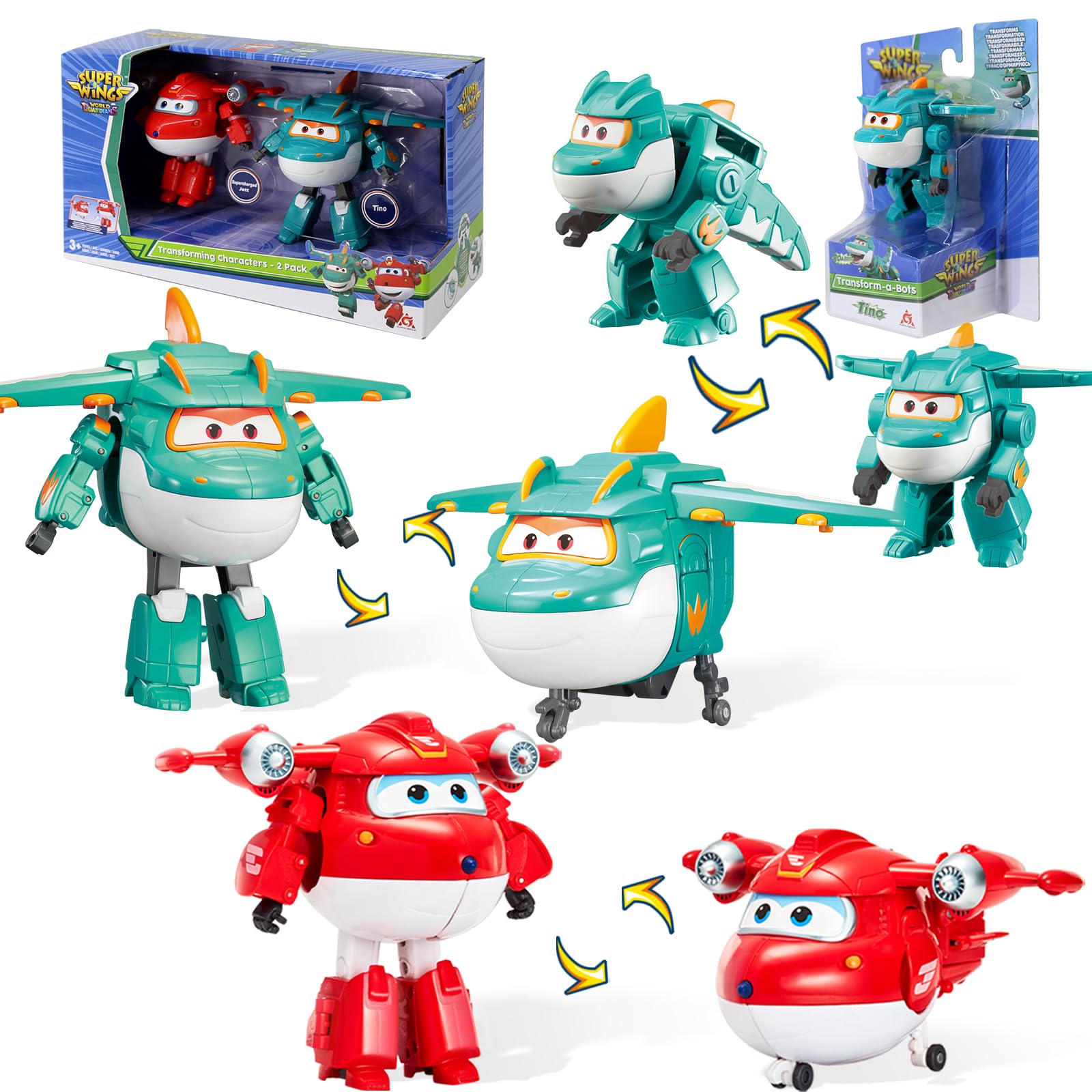 Amazon.com: Super Wings Transformer Toys, Airplane Transformer Figures ...