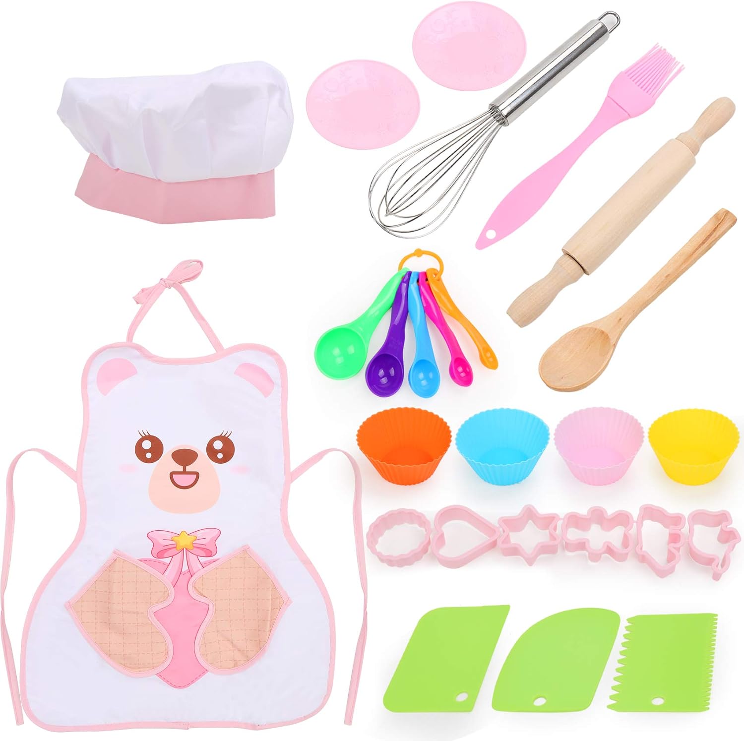 Amazon.com: Jellydog Toy Kids Cooking Set for Girls,26 Pcs Kids Apron ...