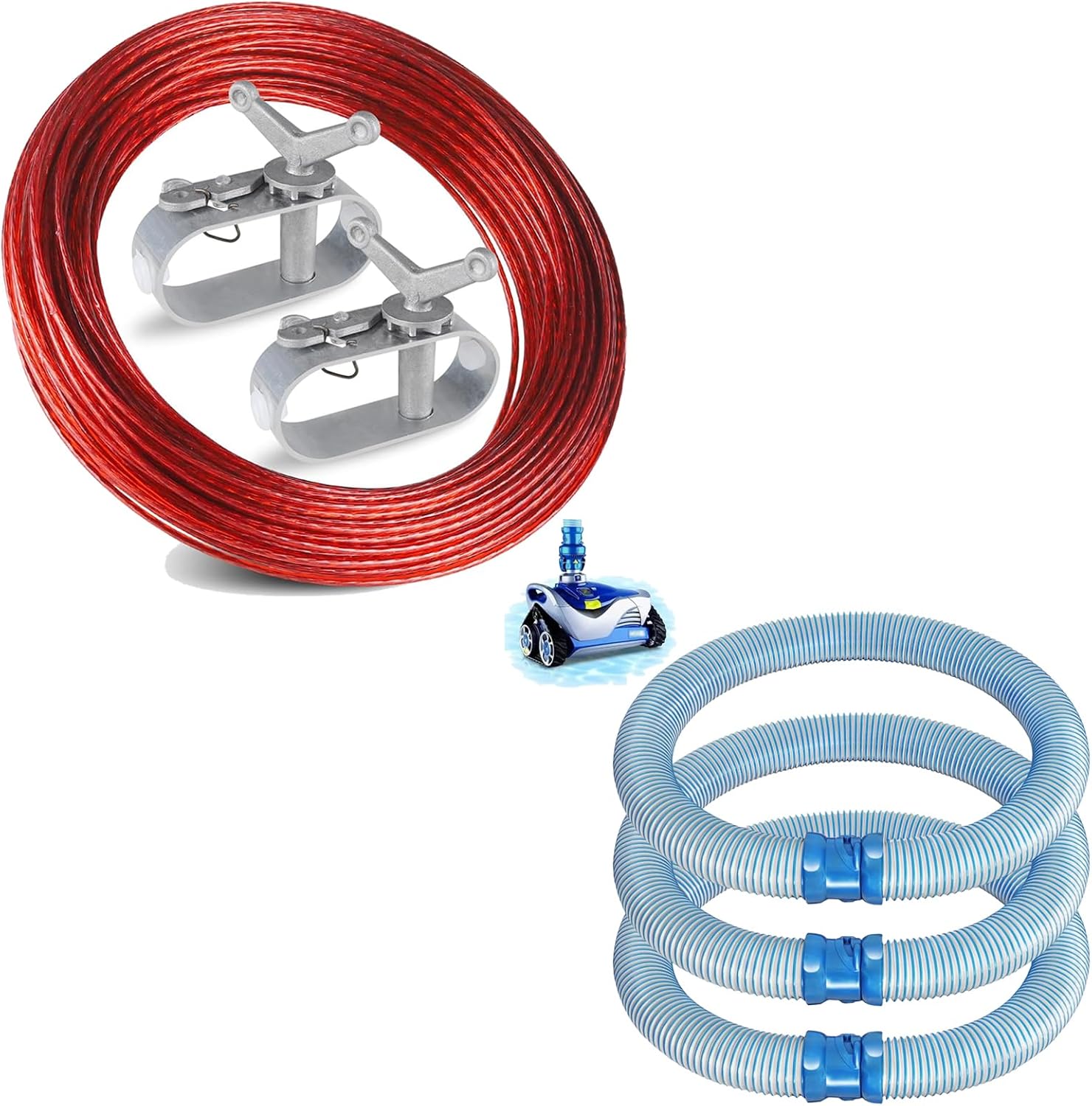 Amazon.com: 100ft Pool Cover Cable & 3 * 1.5" x 39" Pool Cleaner Hoses ...