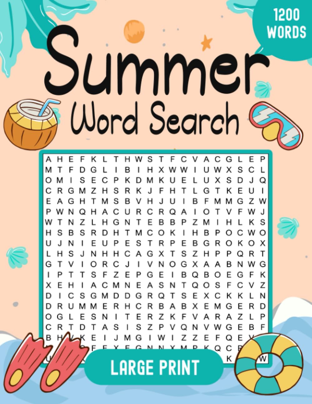 Summer Word Search Large Print: 1200 Word Search Puzzle Book for Adults ...