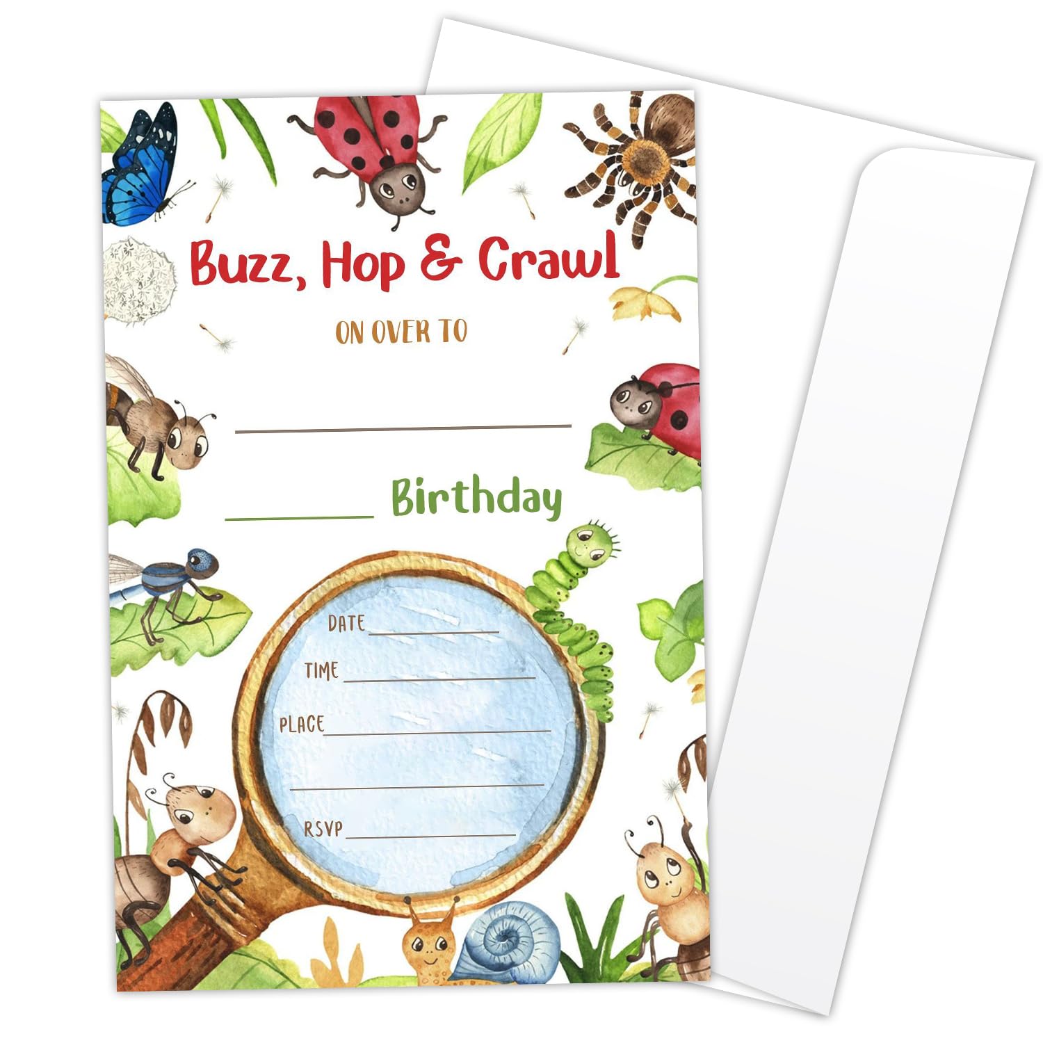 Amazon.com : Insect Birthday Party Invitation Cards for Kids, 20 Party ...