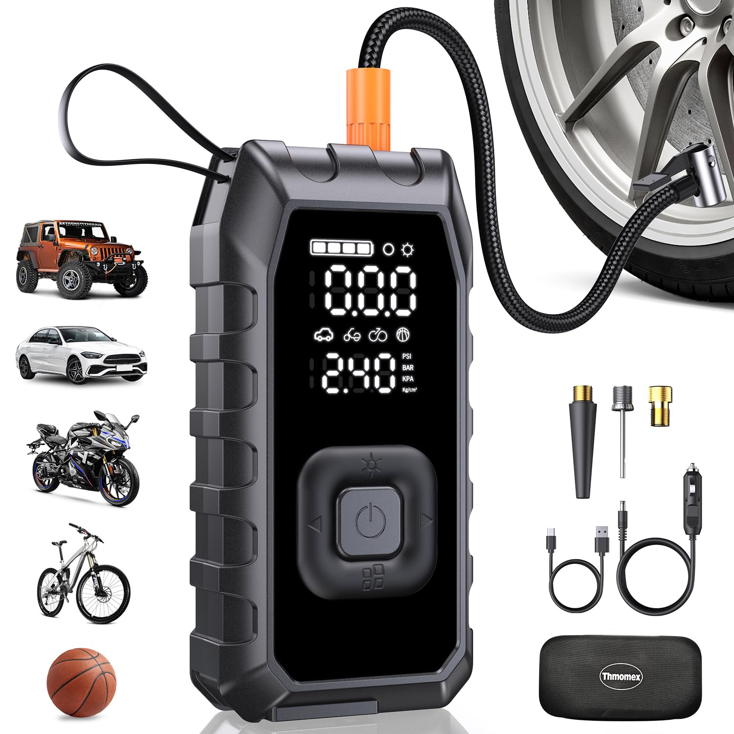 Tire Inflator Portable Air Compressor, 2X Faster Inflation Cordless Air ...