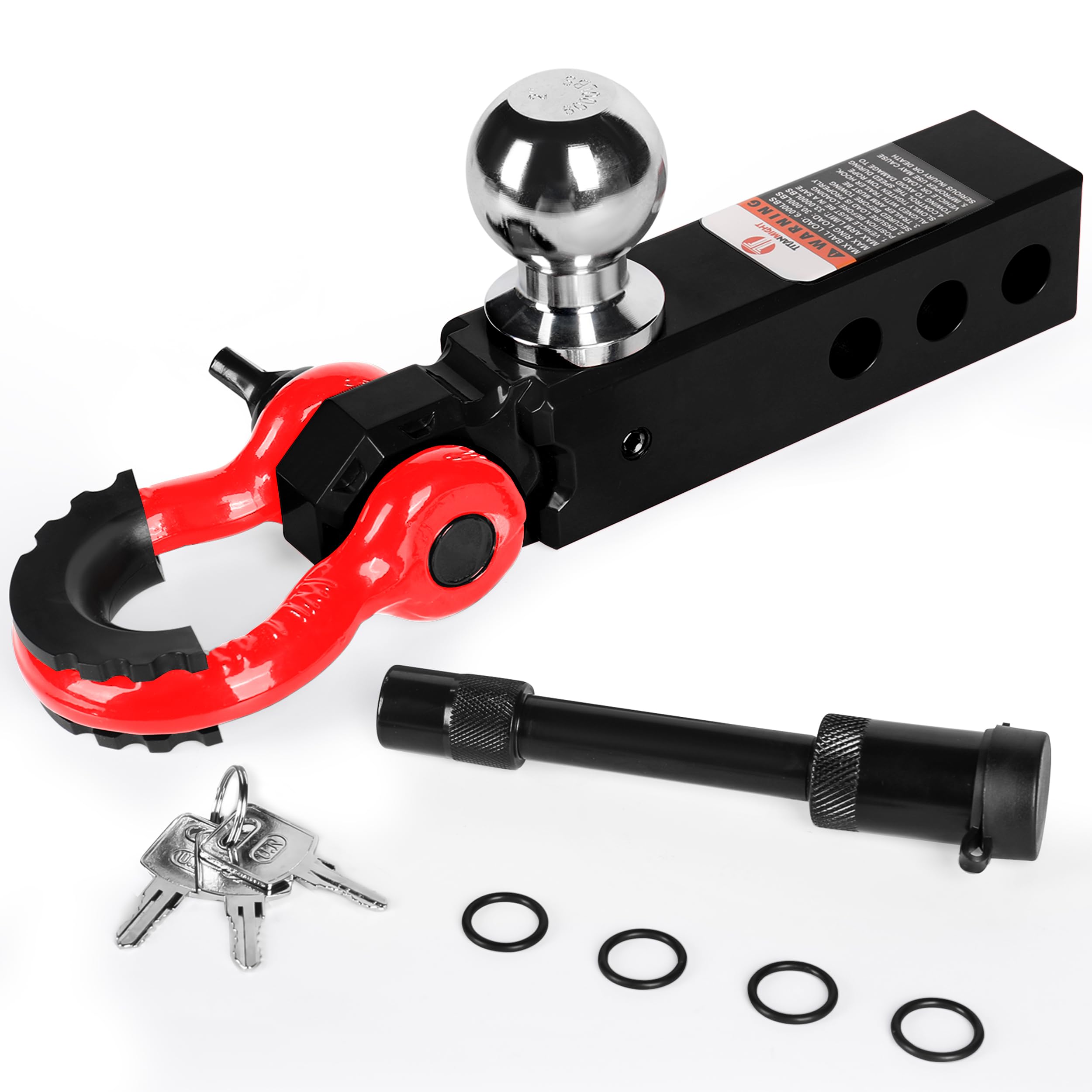 Amazon.com: Trailer Hitch Ball Mount and Tow Shackle, Solid Shank, 33 ...