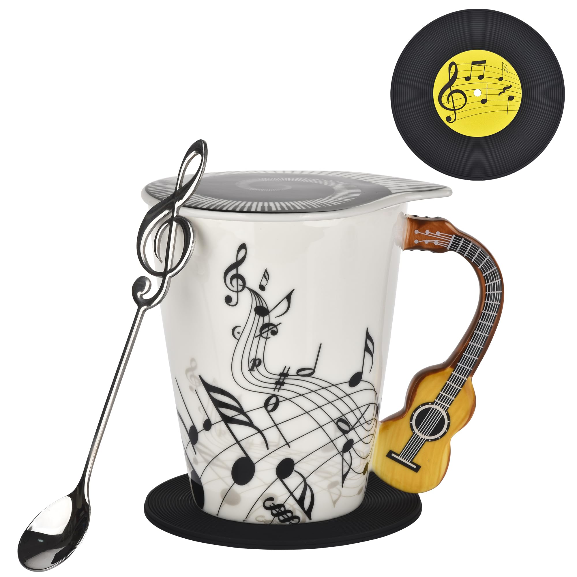 Amazon.com: BUYNEED 12.9 oz Guitar Novelty Mug Musical Notes Design ...