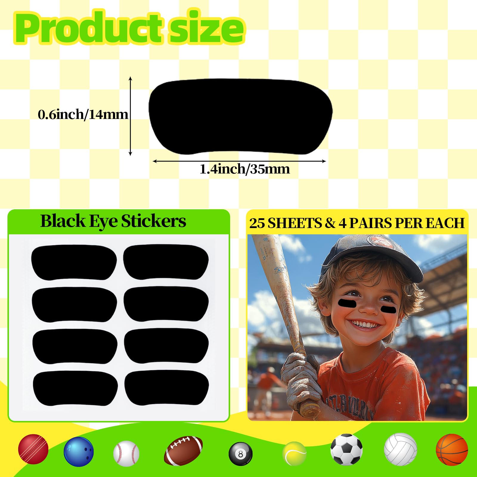 Eye Black Stickers For Kids 400 PCS (with 1 White Pencil) Eye Softball ...