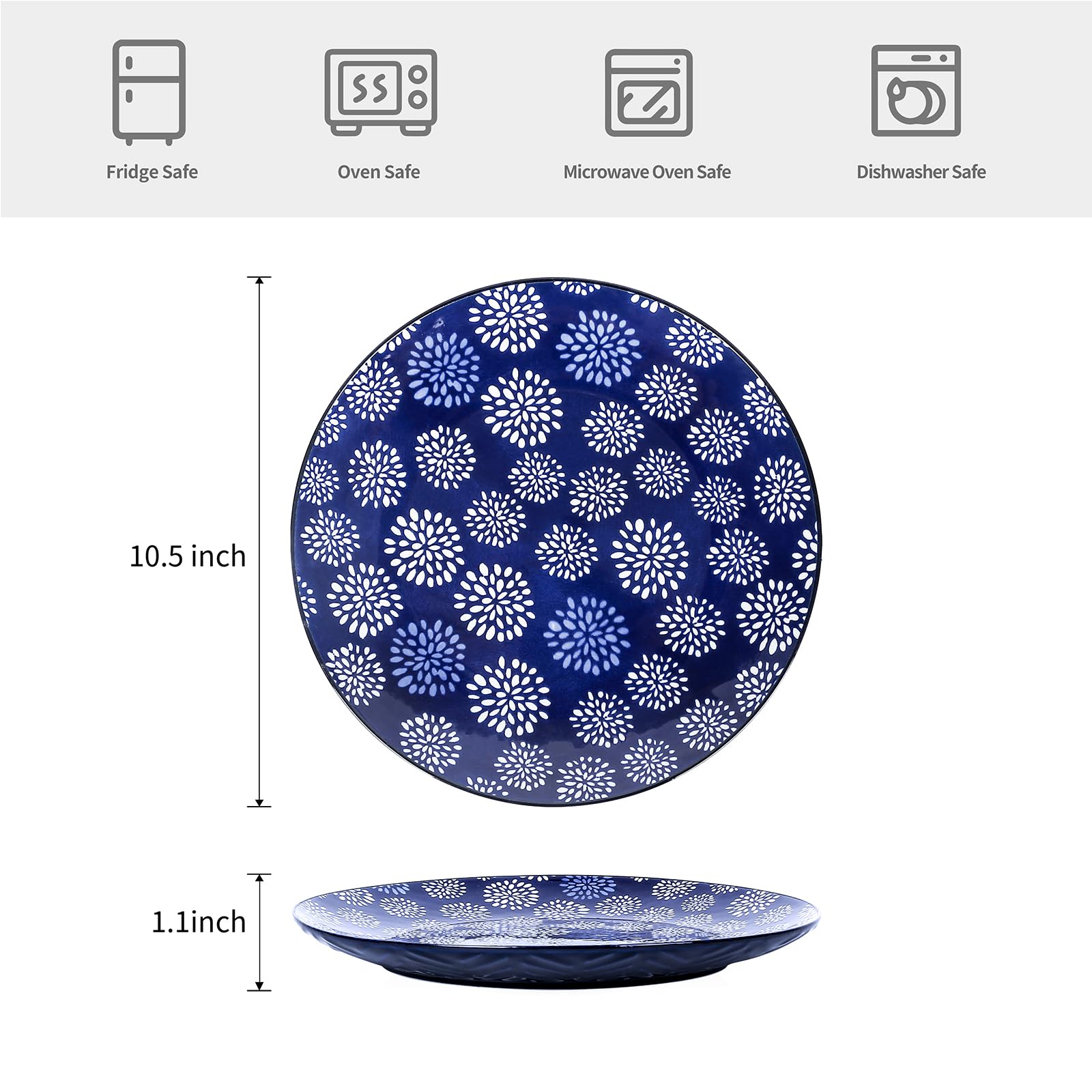 Snapklik.com : Ceramic Dinner Plates Set Of 4, 10.5 Inch Ceramic Plates ...