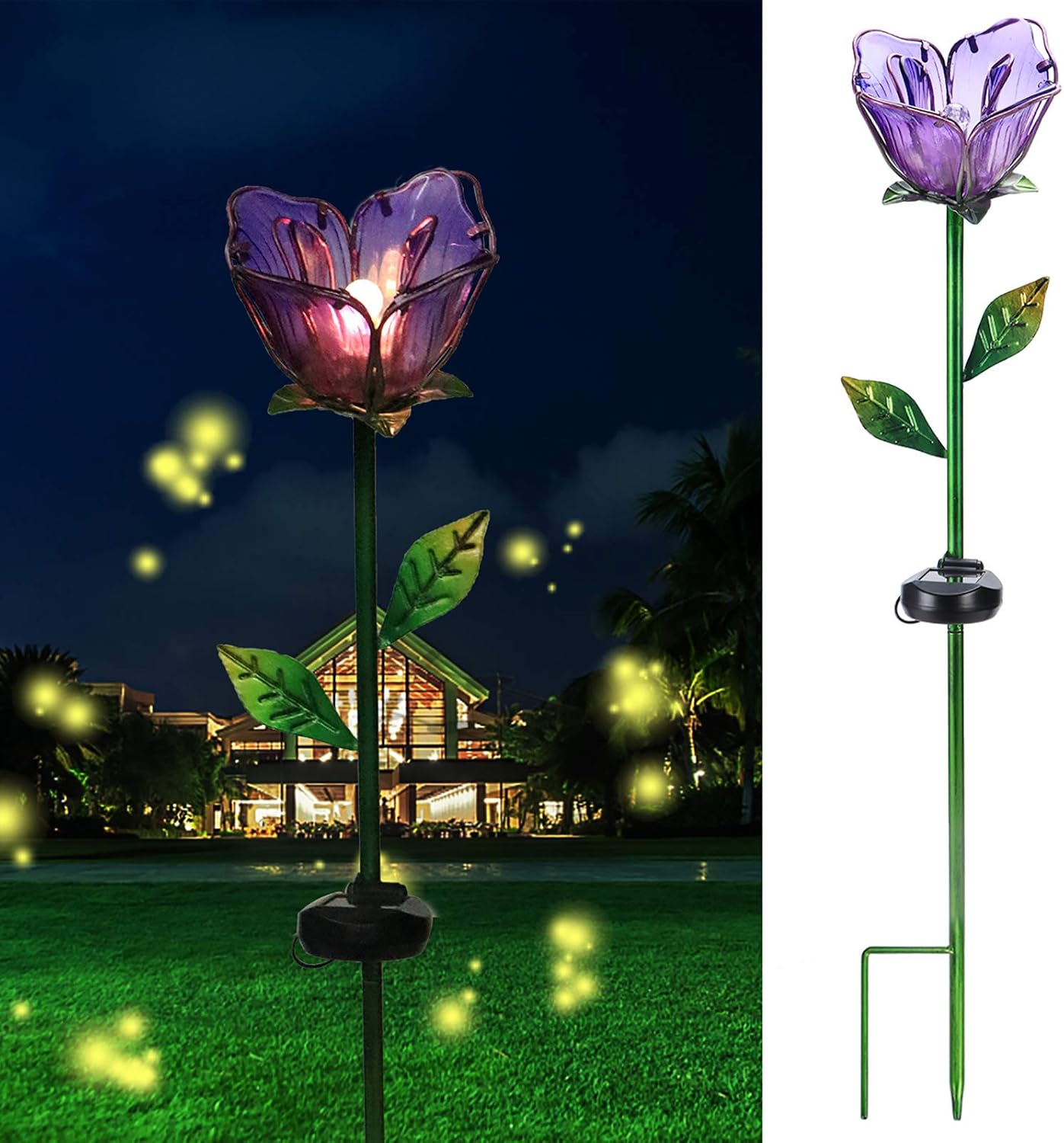Amazon.com : VCUTEKA Moon Solar Lights Outdoor Metal Waterproof Crackle ...