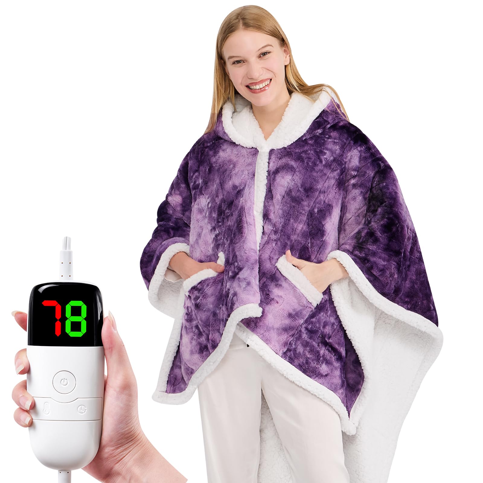 Amazon.com: Wearable Heated Throw Blanket Electric Shawl-Heated Wrap ...