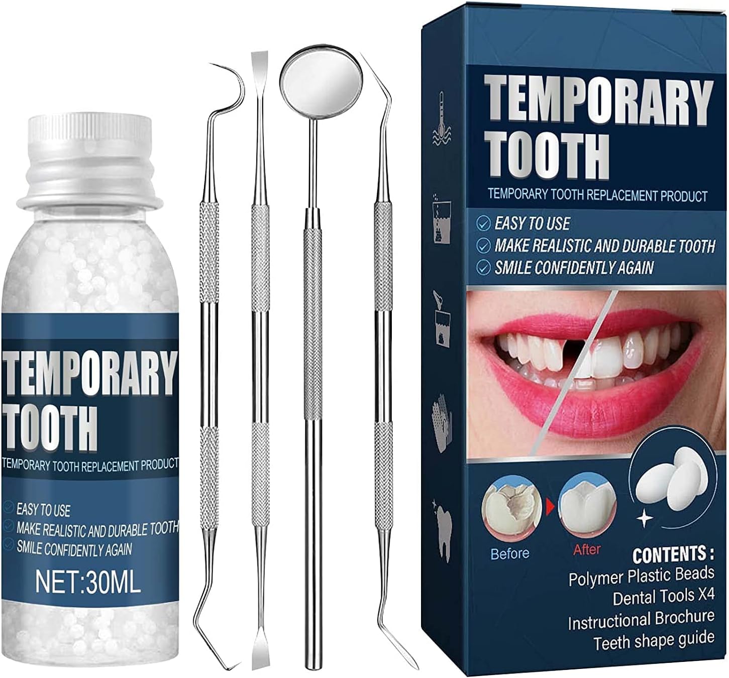 Amazon.com: Tooth Repair Granules, Temporary Tooth Repair Kit Moldable ...