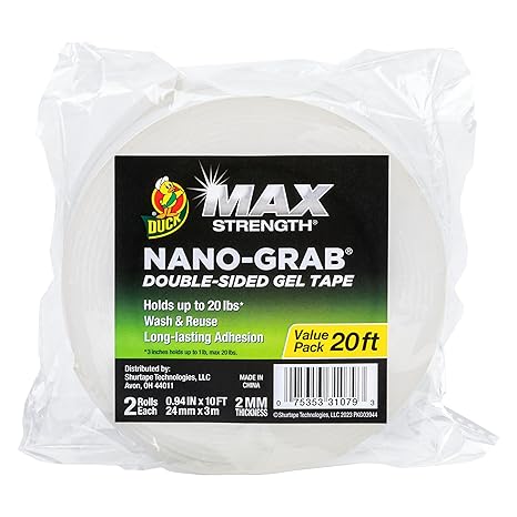 Amazon.com: Duck Max Strength Double-Sided Gel Tape with Nano-Grab ...