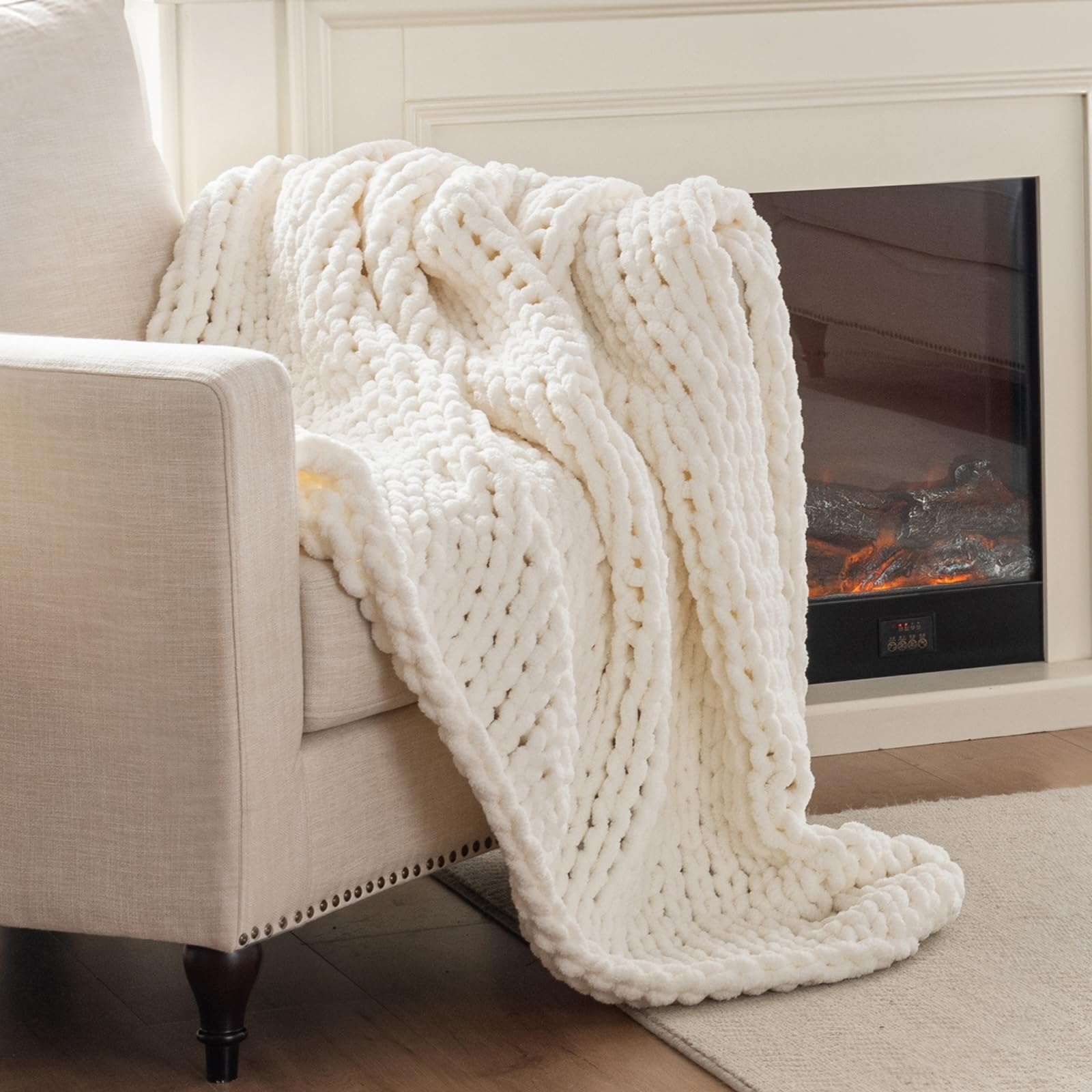 Amazon.com: LAST MODA Chunky Knit Blanket Throw, 100% Hand Knit Throw ...
