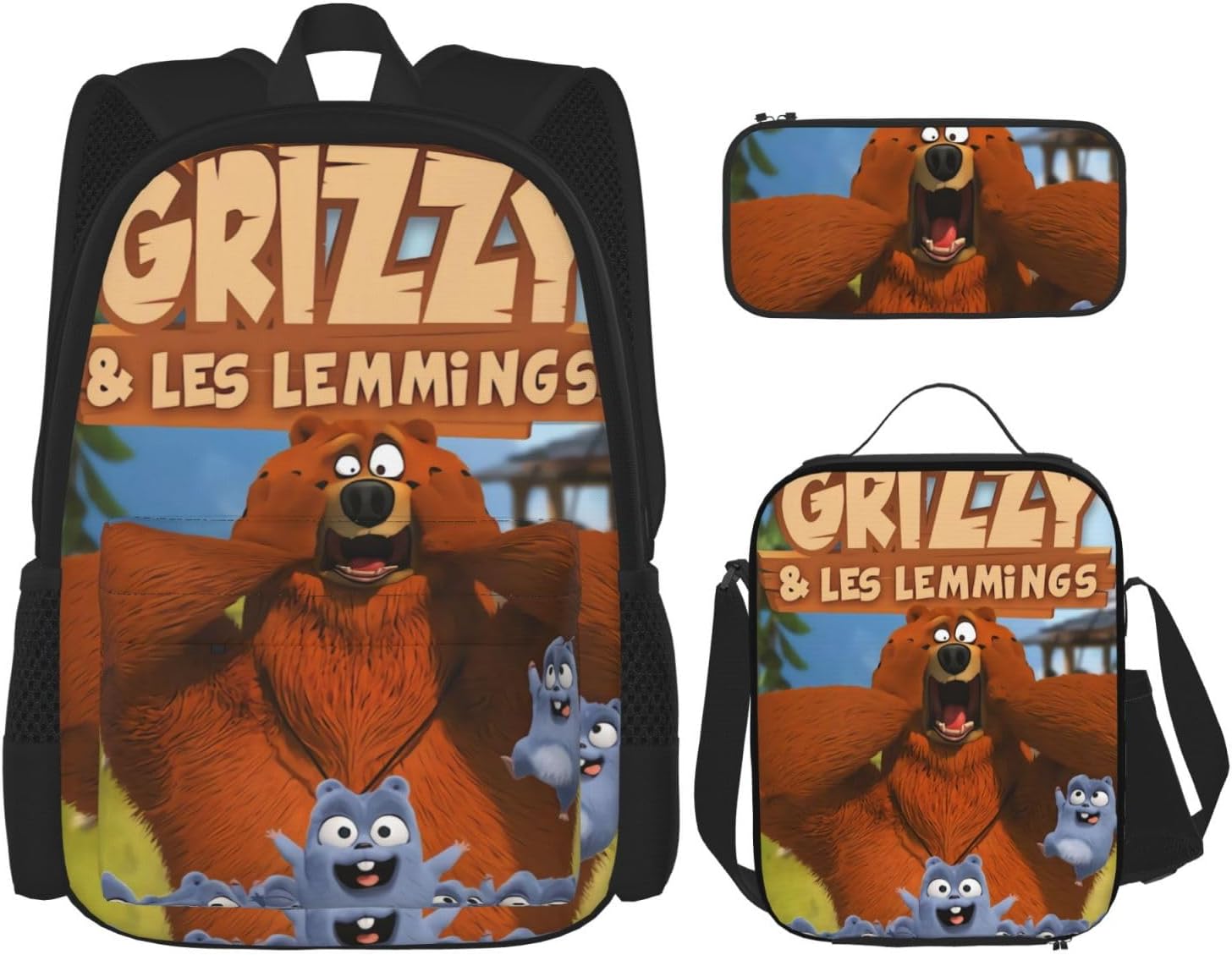 Amazon.com: ORPJXIO Backpack 3 Piece Set Grizzy and Anime The Lemmings ...
