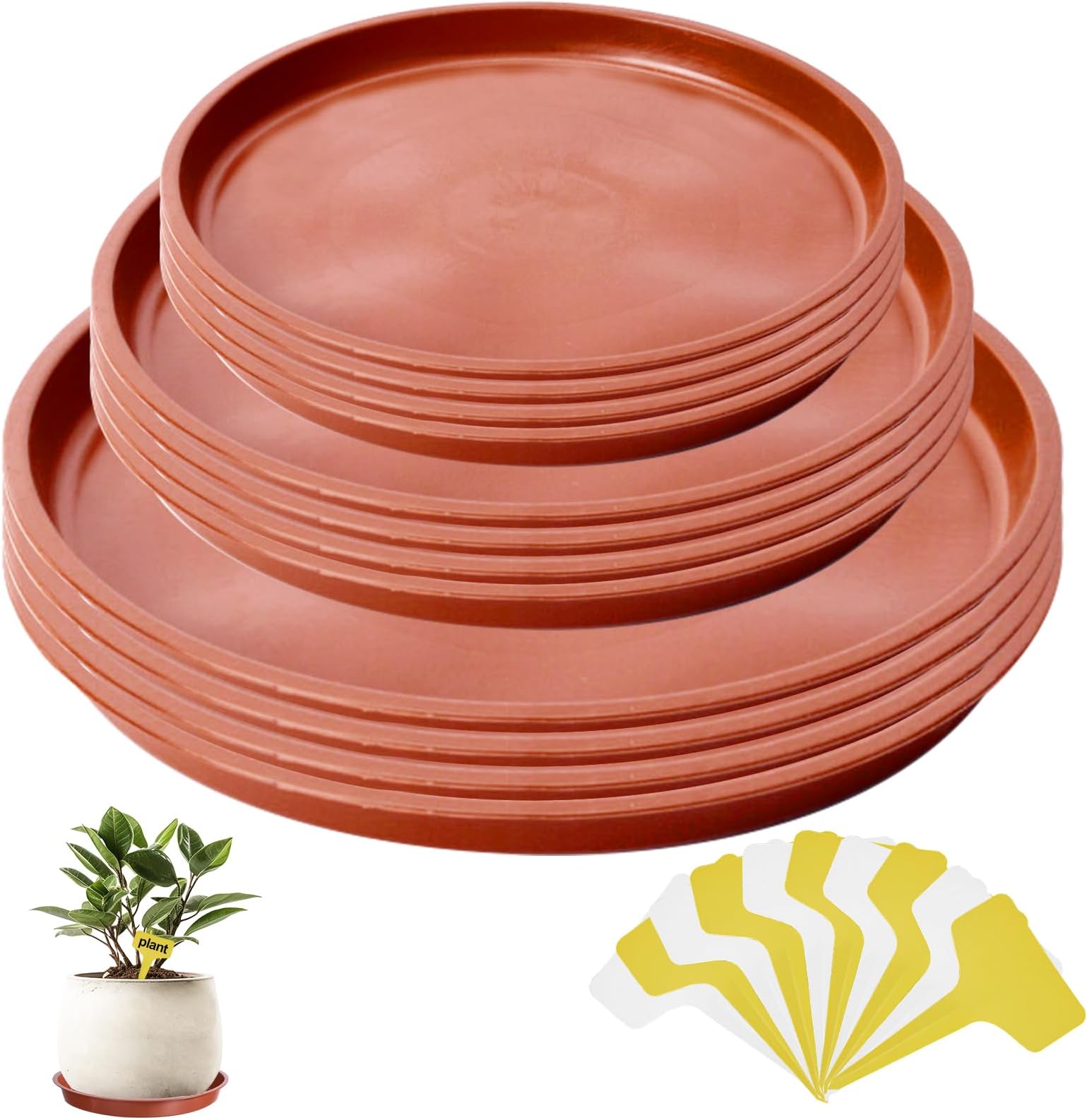 Nuqin 12 Pack Plant Pot Saucers - Plant Saucers,Durable Plastic Plant ...