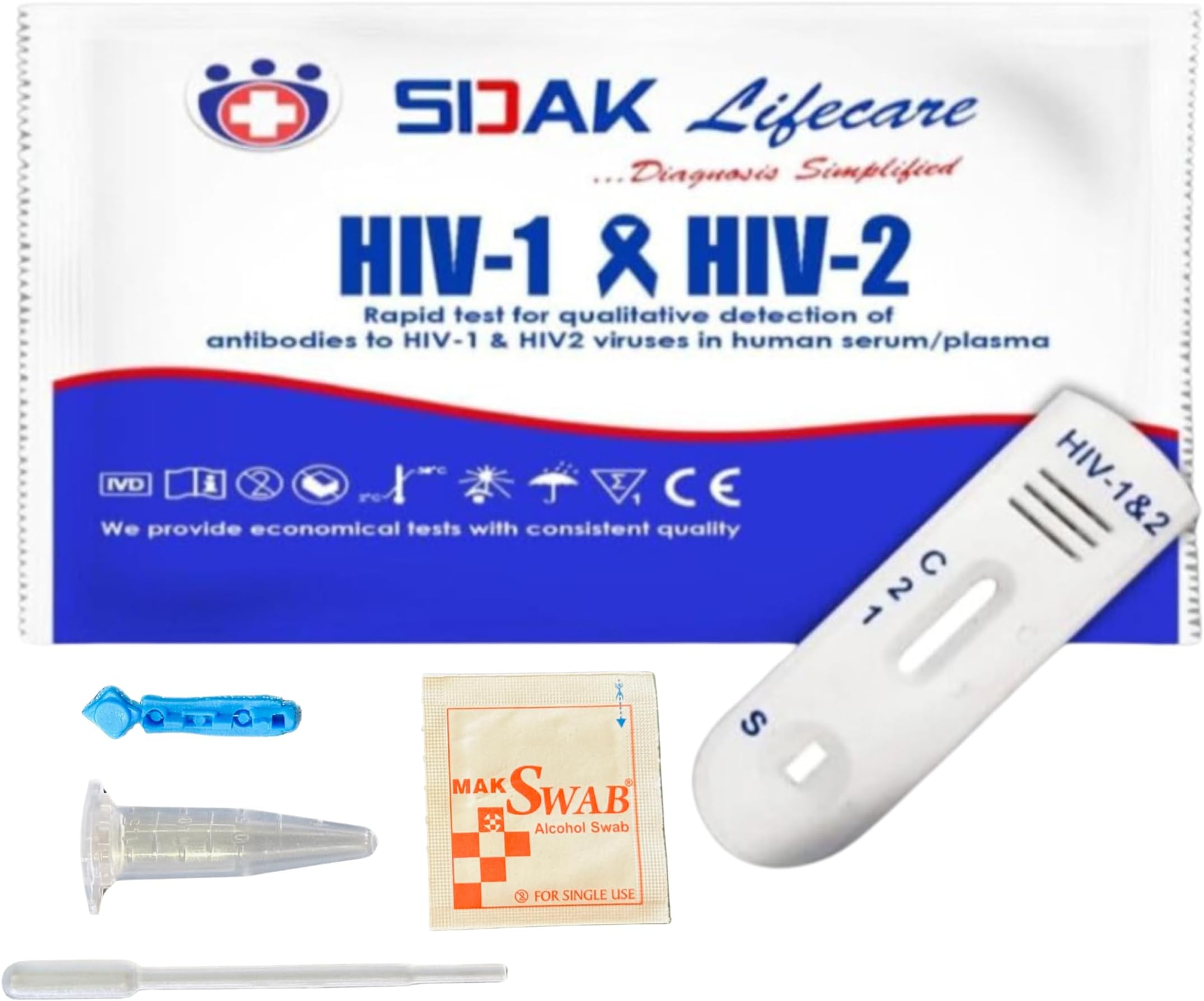 Grasshopr Onestep HIV1 & HIV2 Rapid Home Self-Test Kit (Pack Of 1 ...