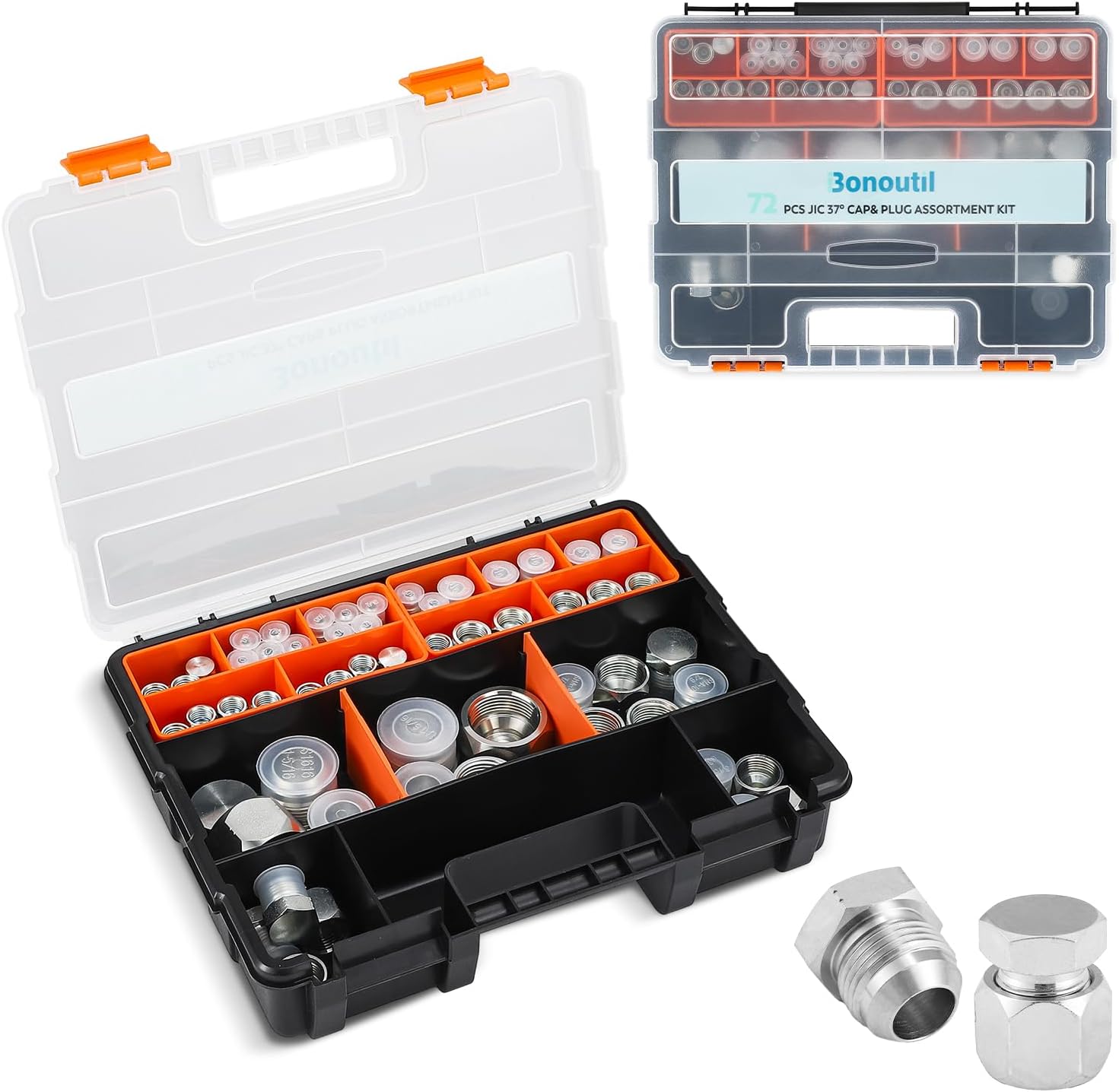 Amazon.com: Bonoutil Hydraulic Hose Cap and Plug Kit 72 PCS JIC ...