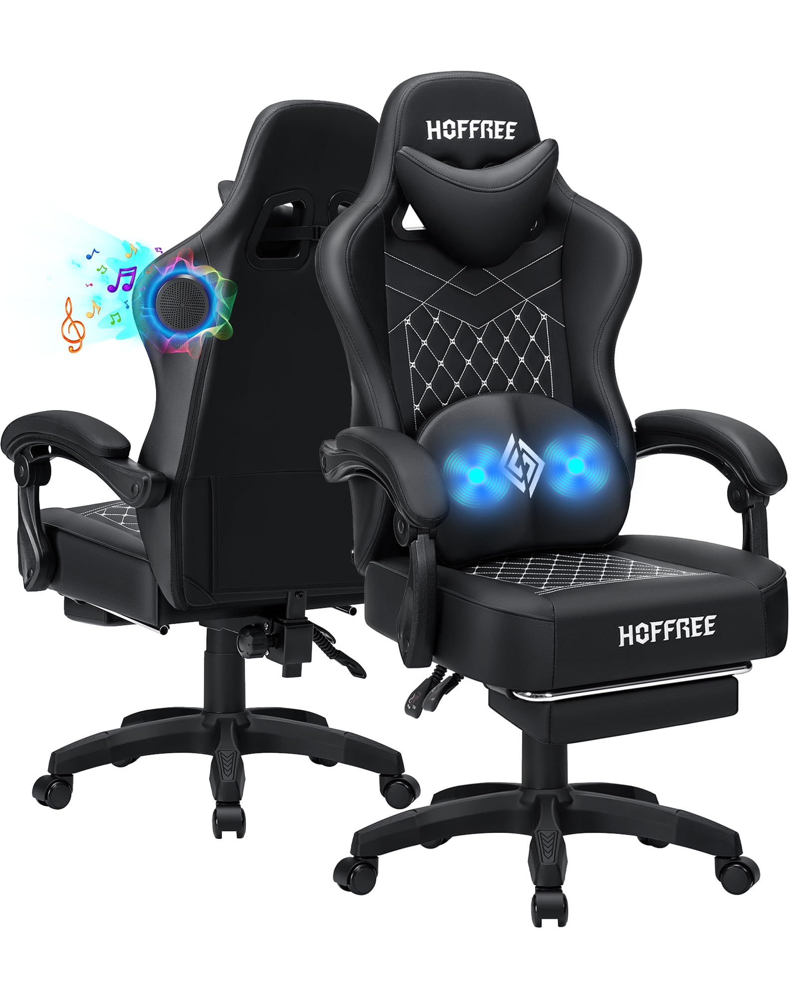 Amazon.com: HOFFREE Gaming Chair Computer Chair with Speakers Massage ...