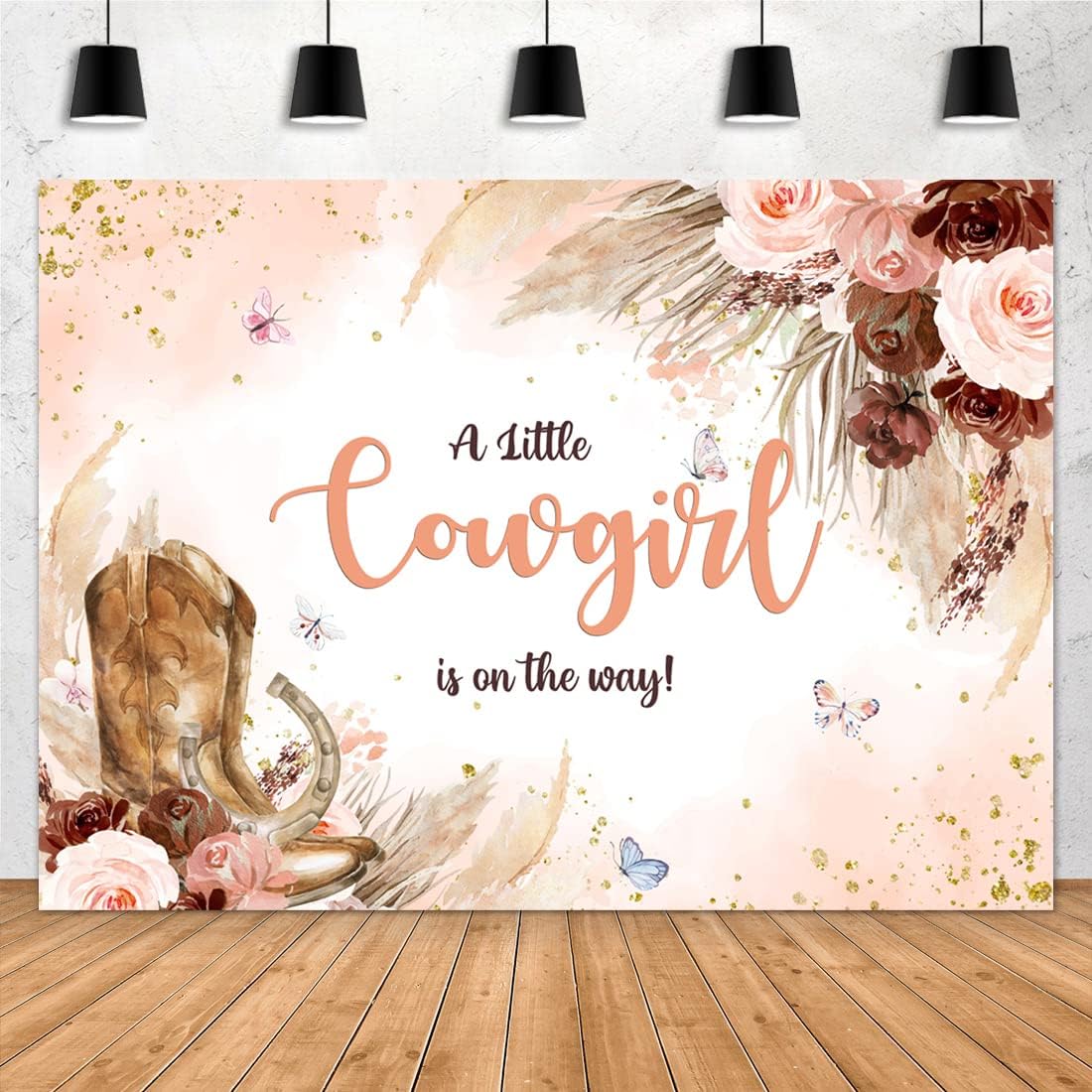 Amazon.com : LIGHTINHOME Cowgirl Baby Shower Backdrop 5Wx3H Feet Rustic ...