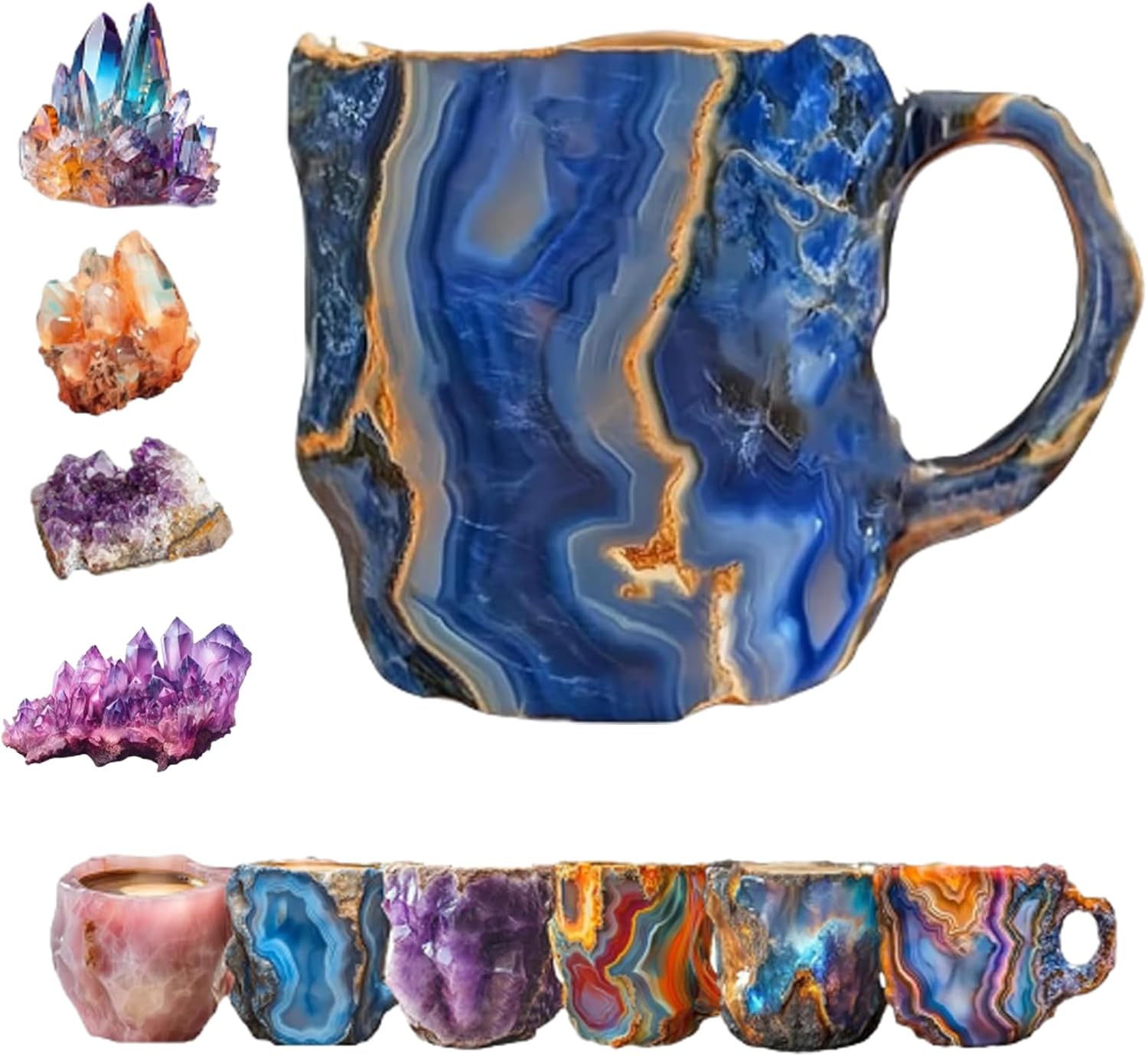 Amazon.com: Grishay Luxegem Mug, Mineral Crystal Coffee Mugs, Pubyfun ...