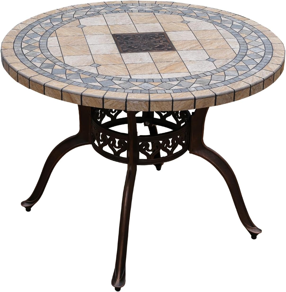 Amazon.com : FAPOLITE Outdoor Table Tile Round Patio Table All Weather ...