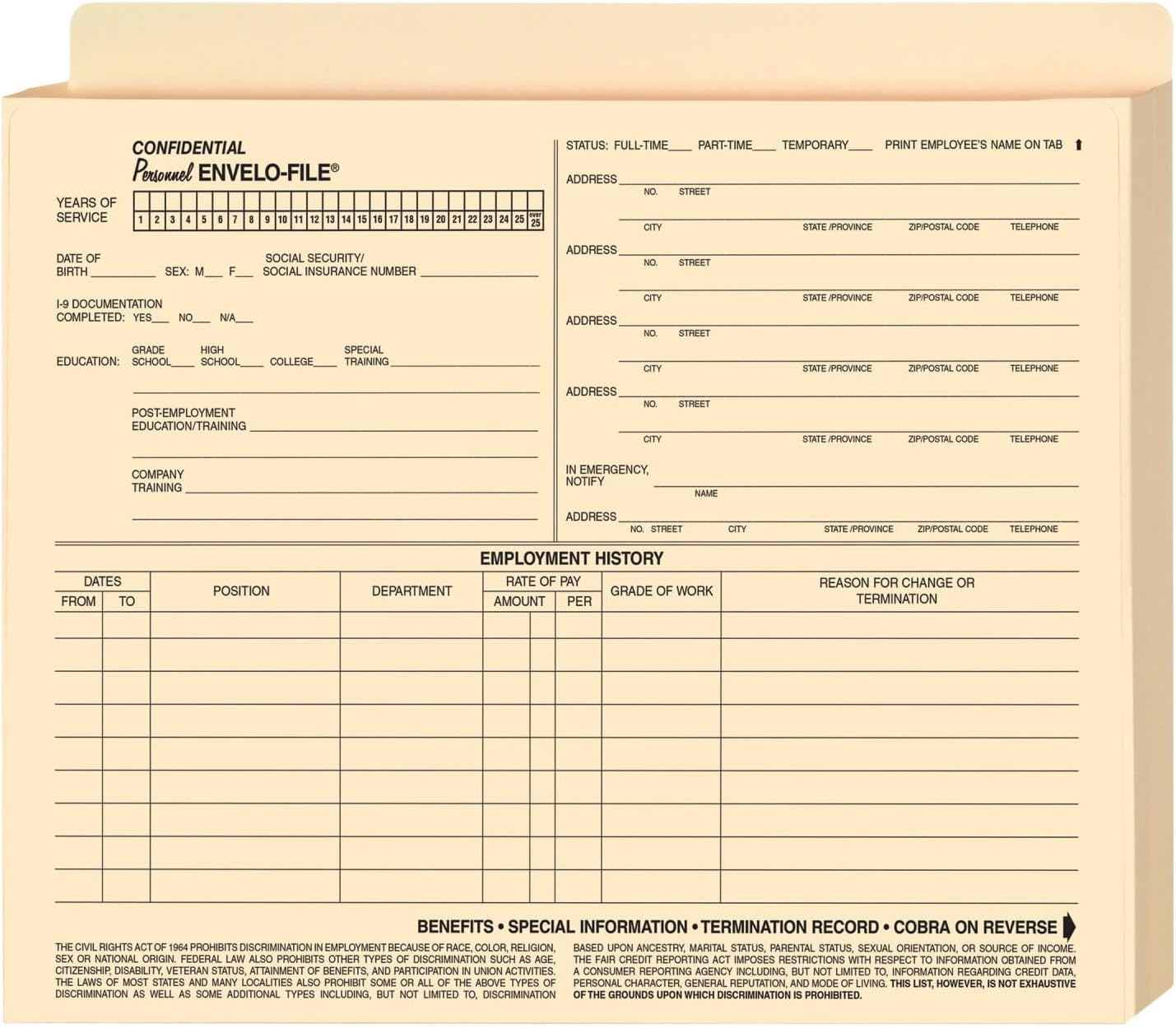 Amazon.com : ComplyRight Expandable Confidential Personnel Envelo-File ...