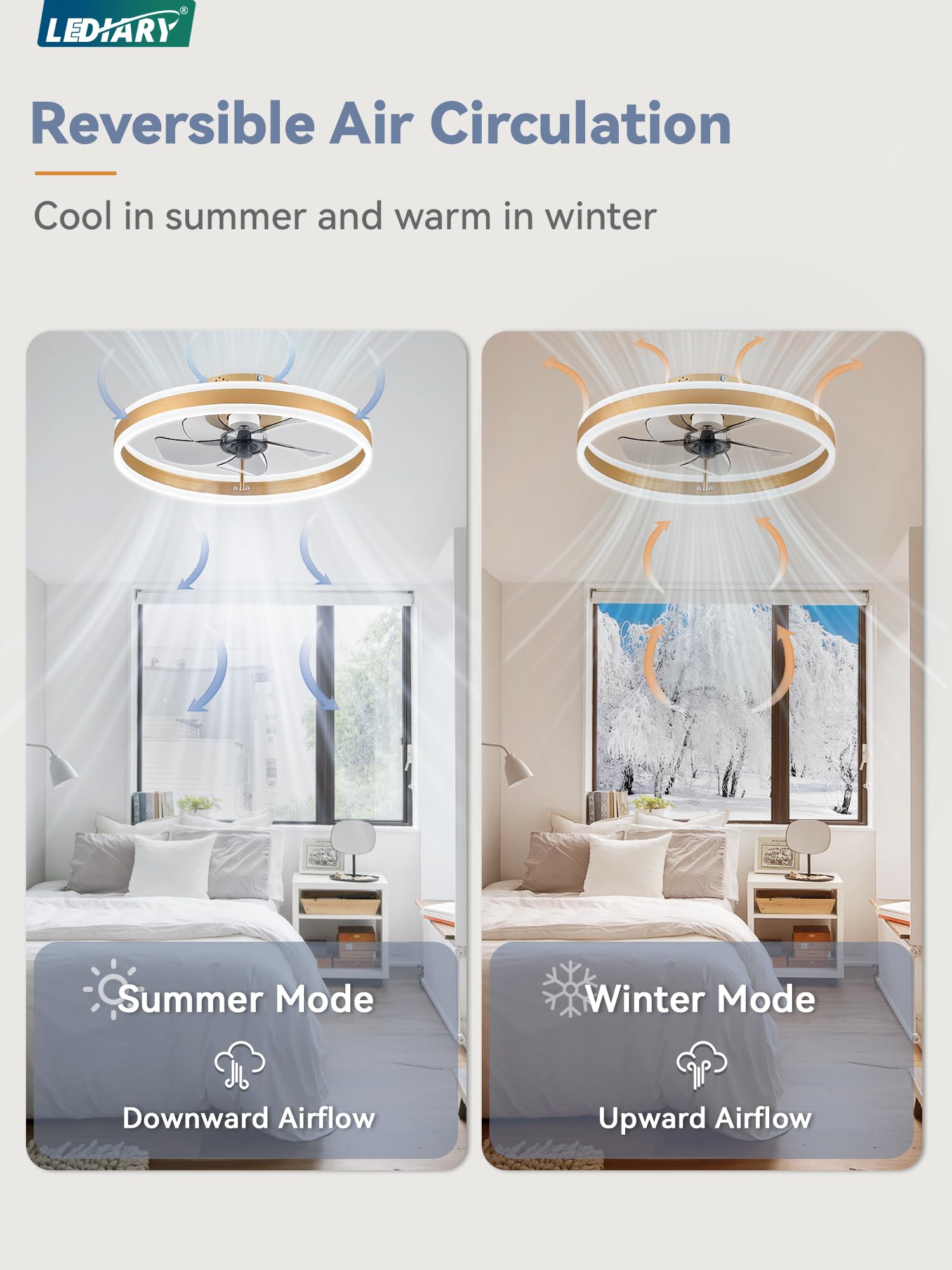 Snapklik.com : LEDIARY Low Profile Ceiling Fans