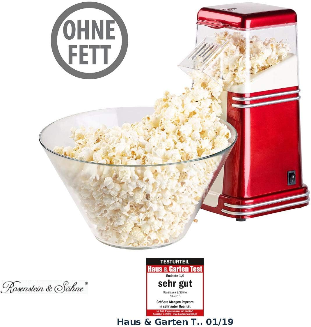 Amazon.de: Rosenstein & Söhne Popkorn Maschine: XL-Heißluft-Popcorn ...