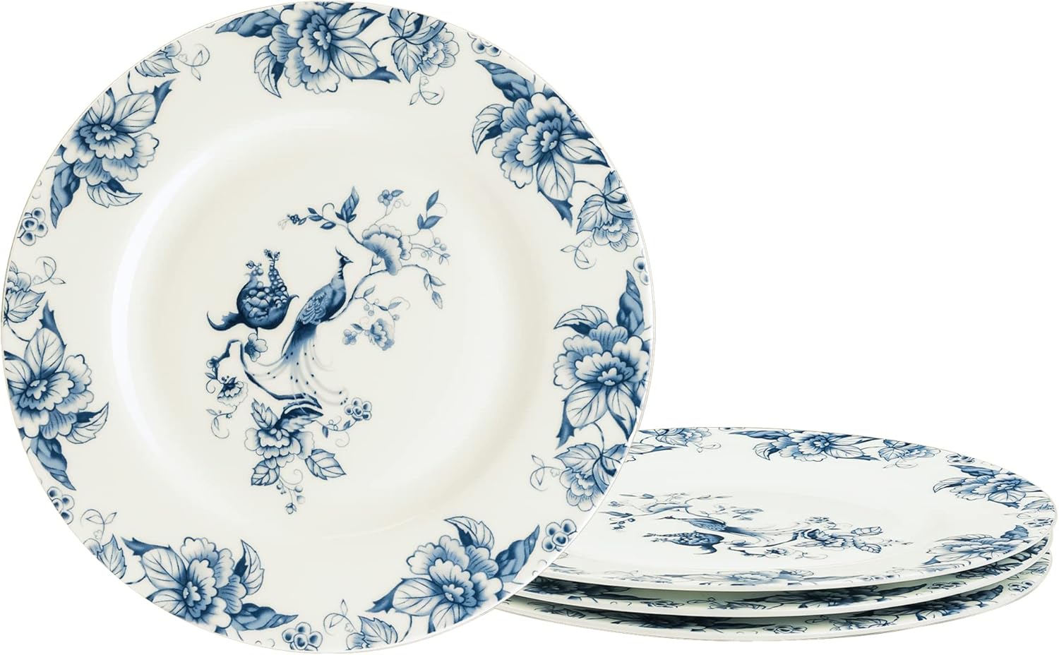 fanquare 8" Bone China Dessert Plates Set of 4, European Blue Floral ...