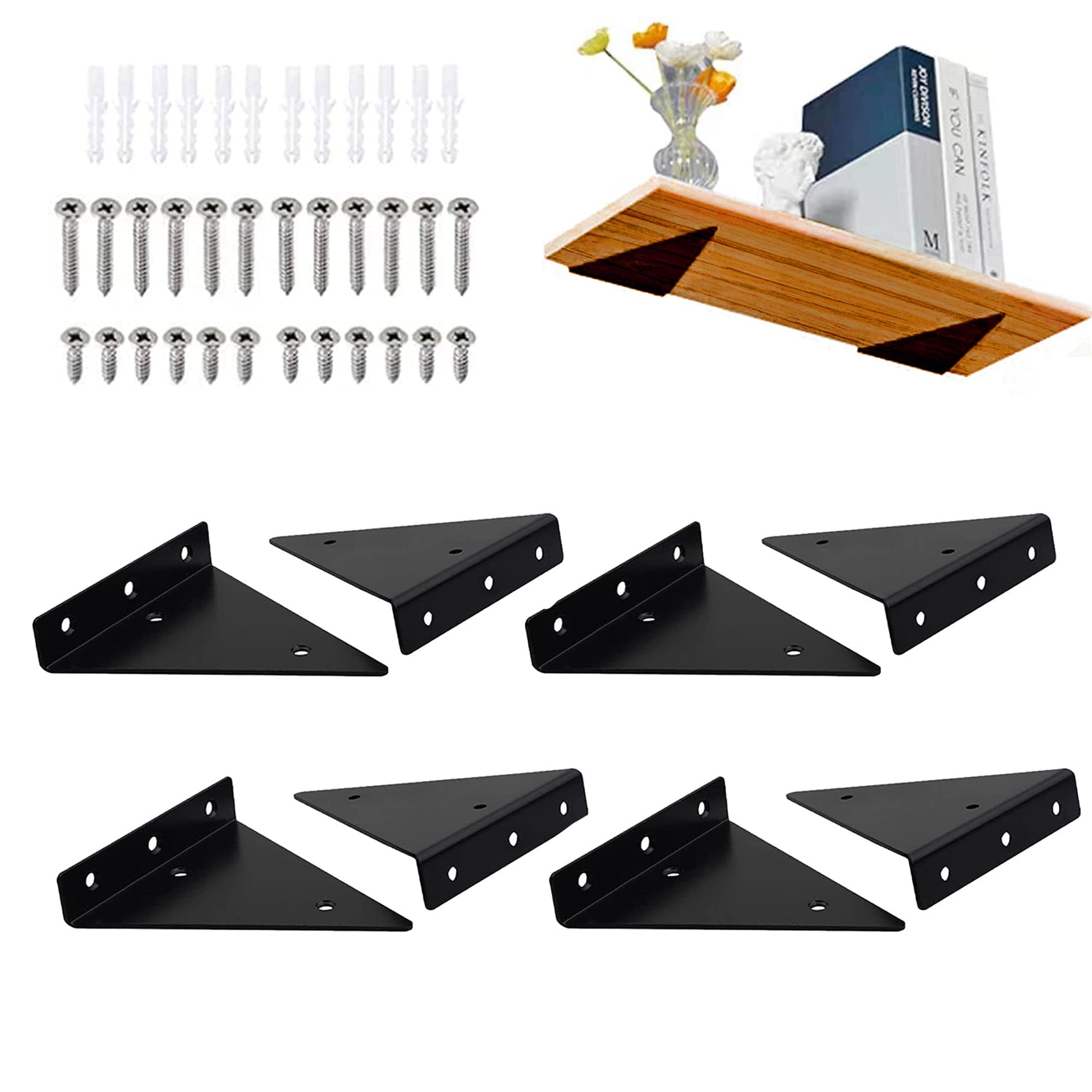 Snapklik.com : 8 Packs Floating Shelf Brackets 4 X 3 Inch Small Shelf ...