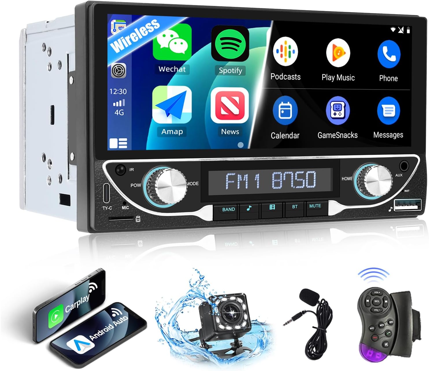 Amazon.com: 7” IPS Double Din Car Stereo, Touchscreen Wireless Apple ...