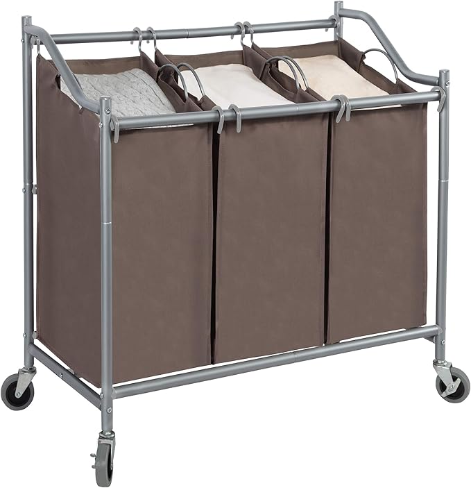 Amazon.com: STORAGE MANIAC 3-Section Laundry Sorter, Heavy Duty Rolling ...