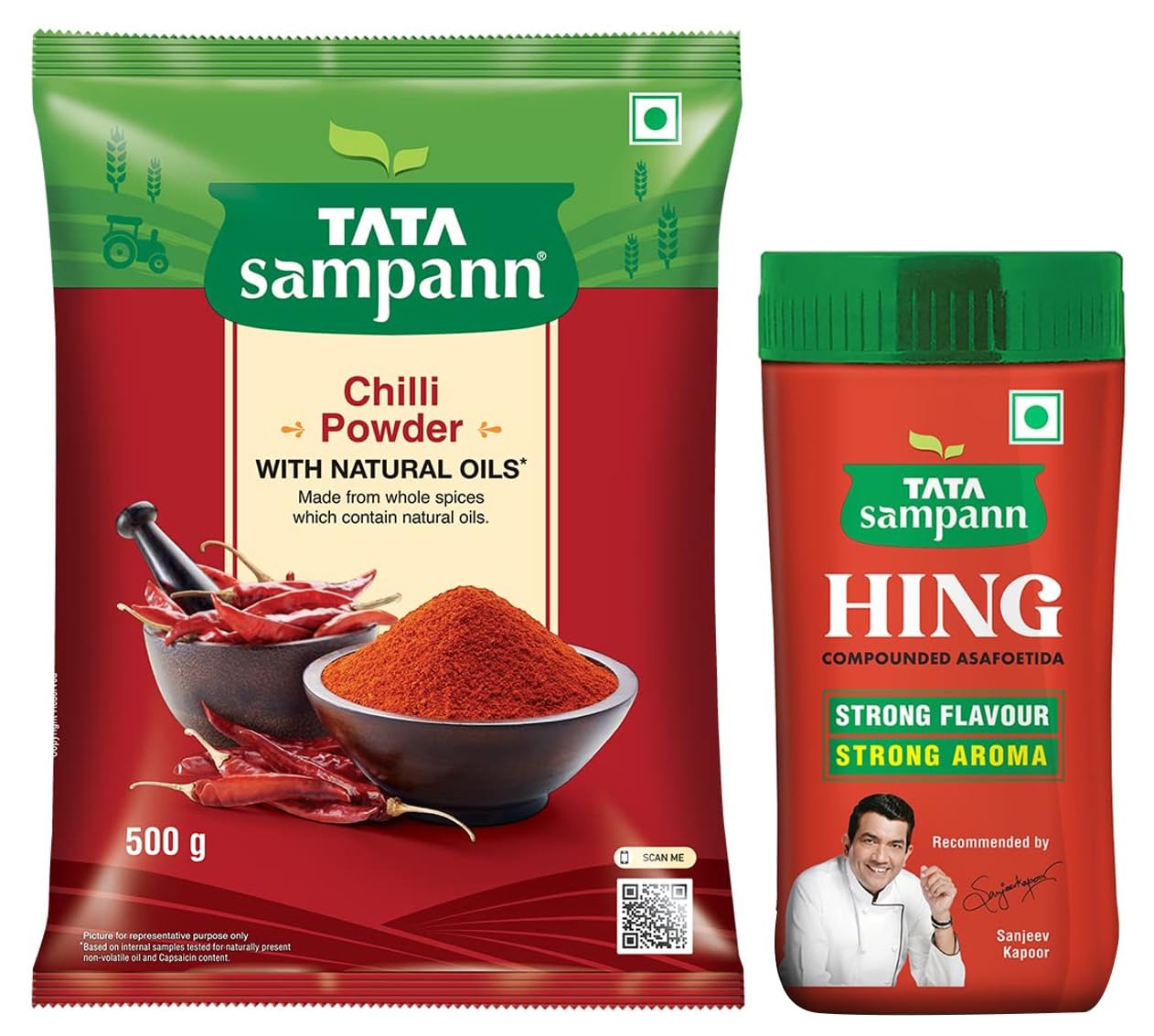 Tata Sampann Chilli Powder With Natural Oils, 500g & Tata Sampann Hing ...