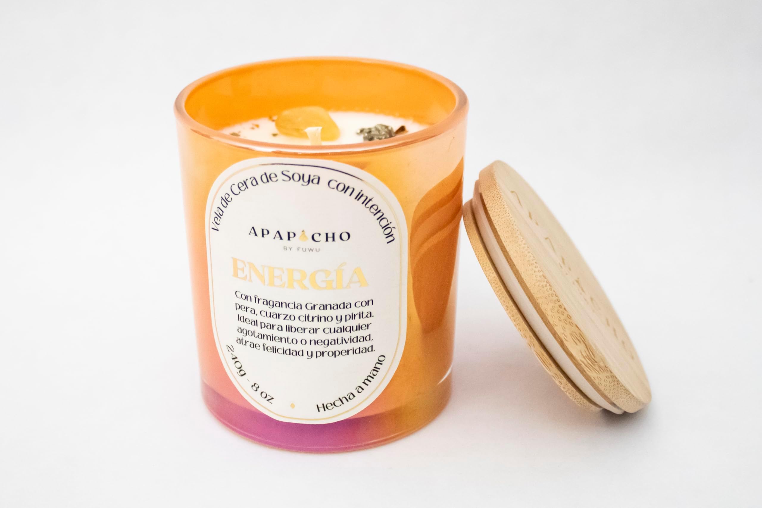 Fuwu, velas aromaticas relajantes de cera de soya con cuarzos naturales ...