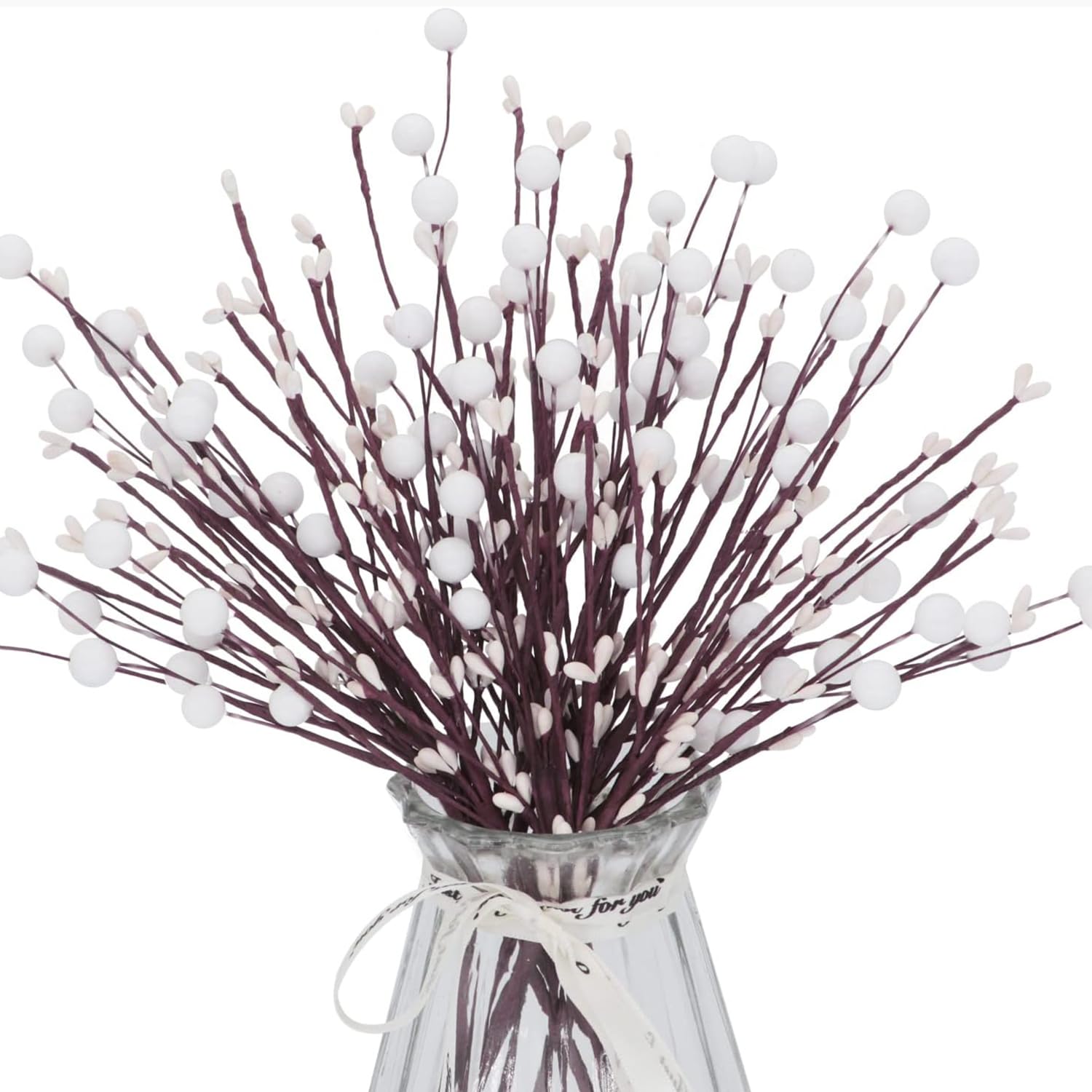 Donfulily 10Pcs Artificial Berry Stems, White Berry Branch Christmas ...