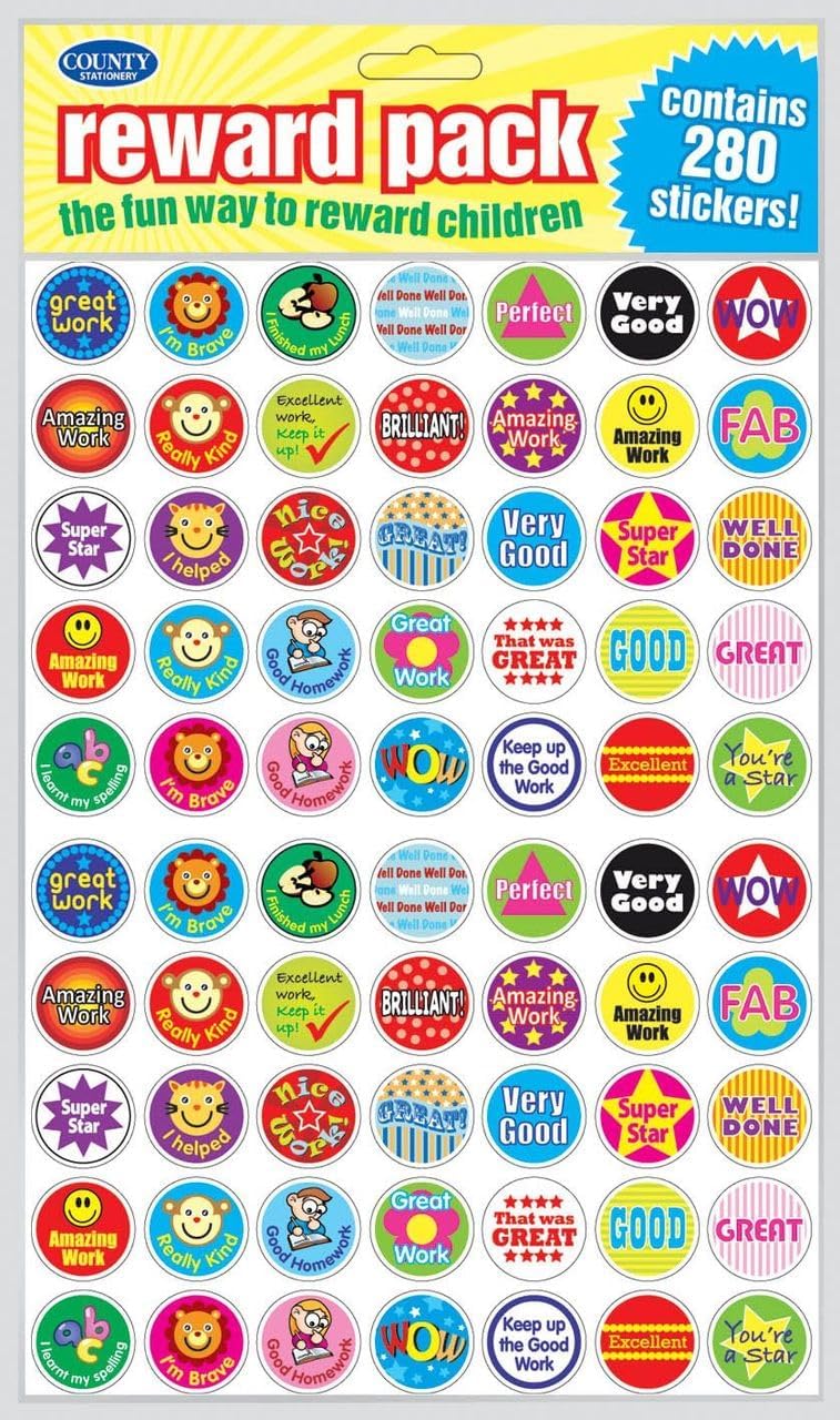 NEW REWARD PACK WITH 280 MOTIVATION MERIT STICKERS TICKS SMILEY WELL ...