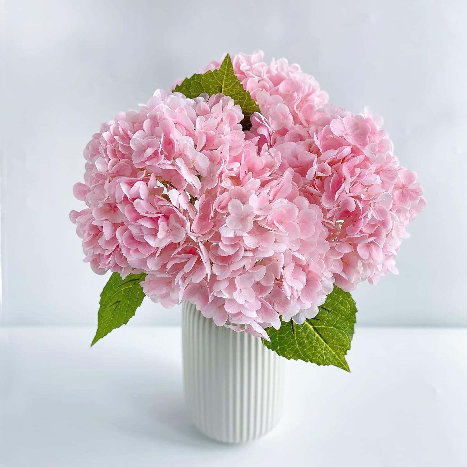 Amazon.com: SMFM 3 Pcs 21in Artificial Hydrangea Flower Large Natural ...