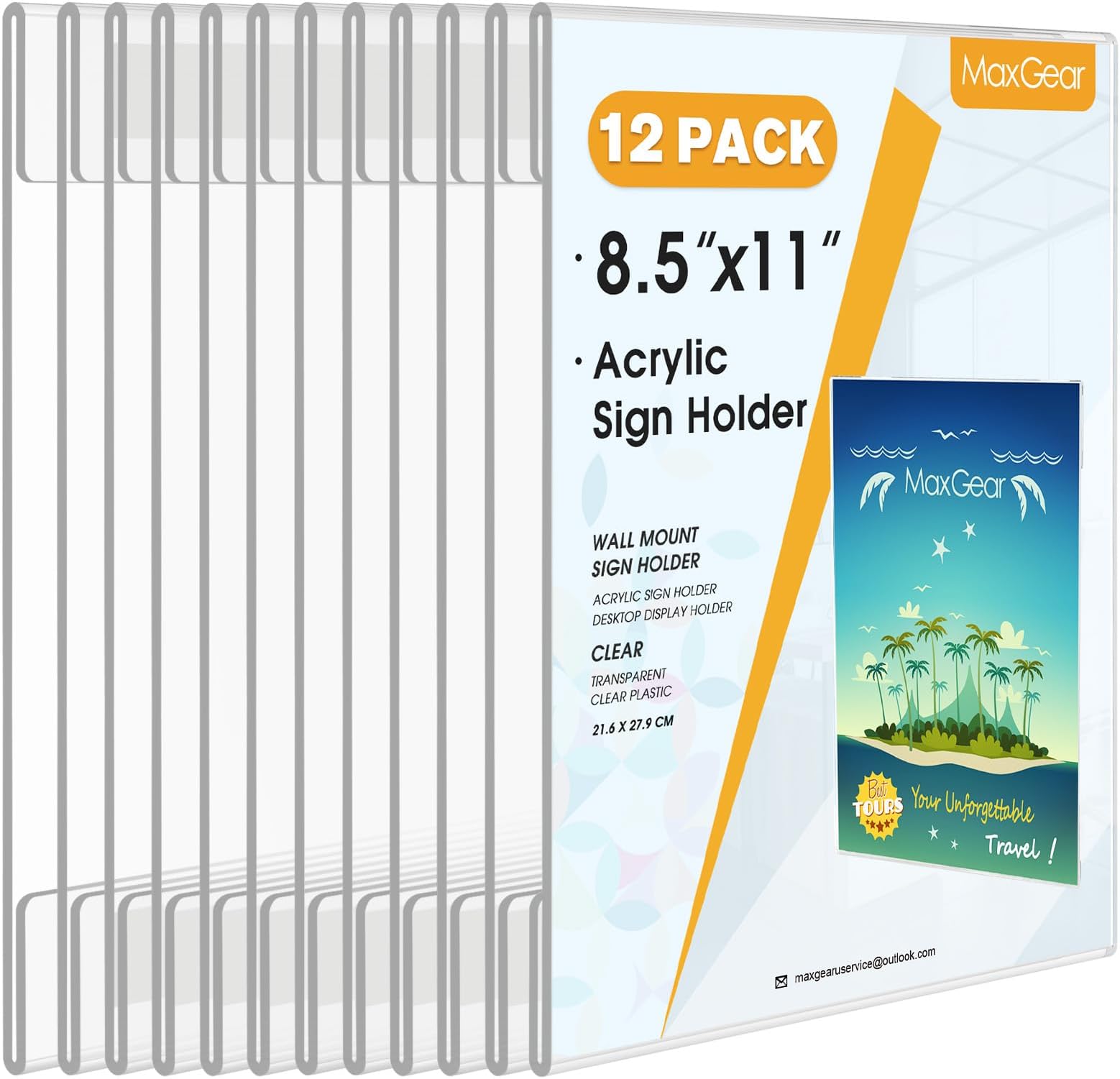 Amazon.com : MaxGear Acrylic Sign Holder 8.5x11 6 Pack, Double Sided ...