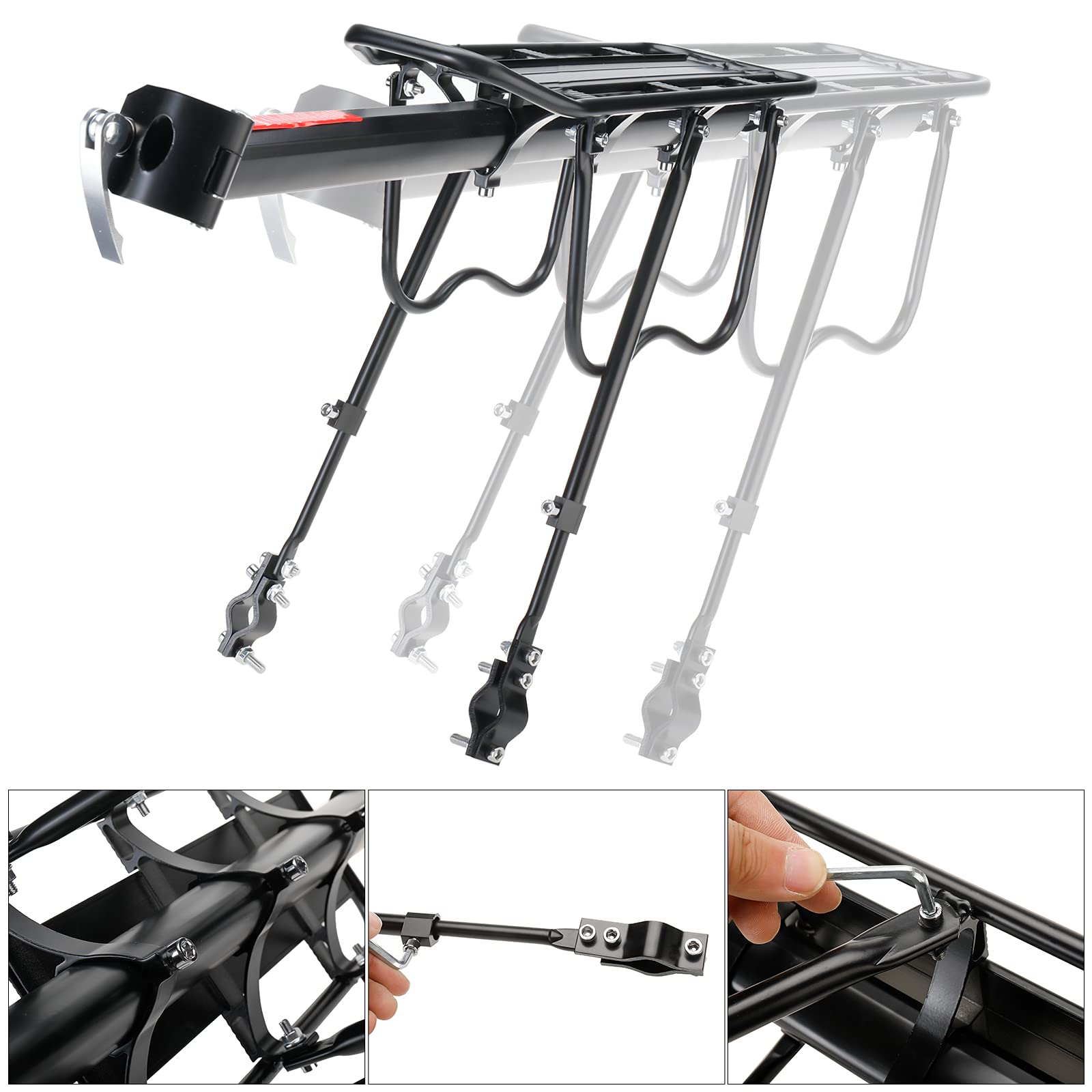 Snapklik.com : Bike Rear Rack 110 Lbs Capacity Adjustable Bicycle Cargo ...