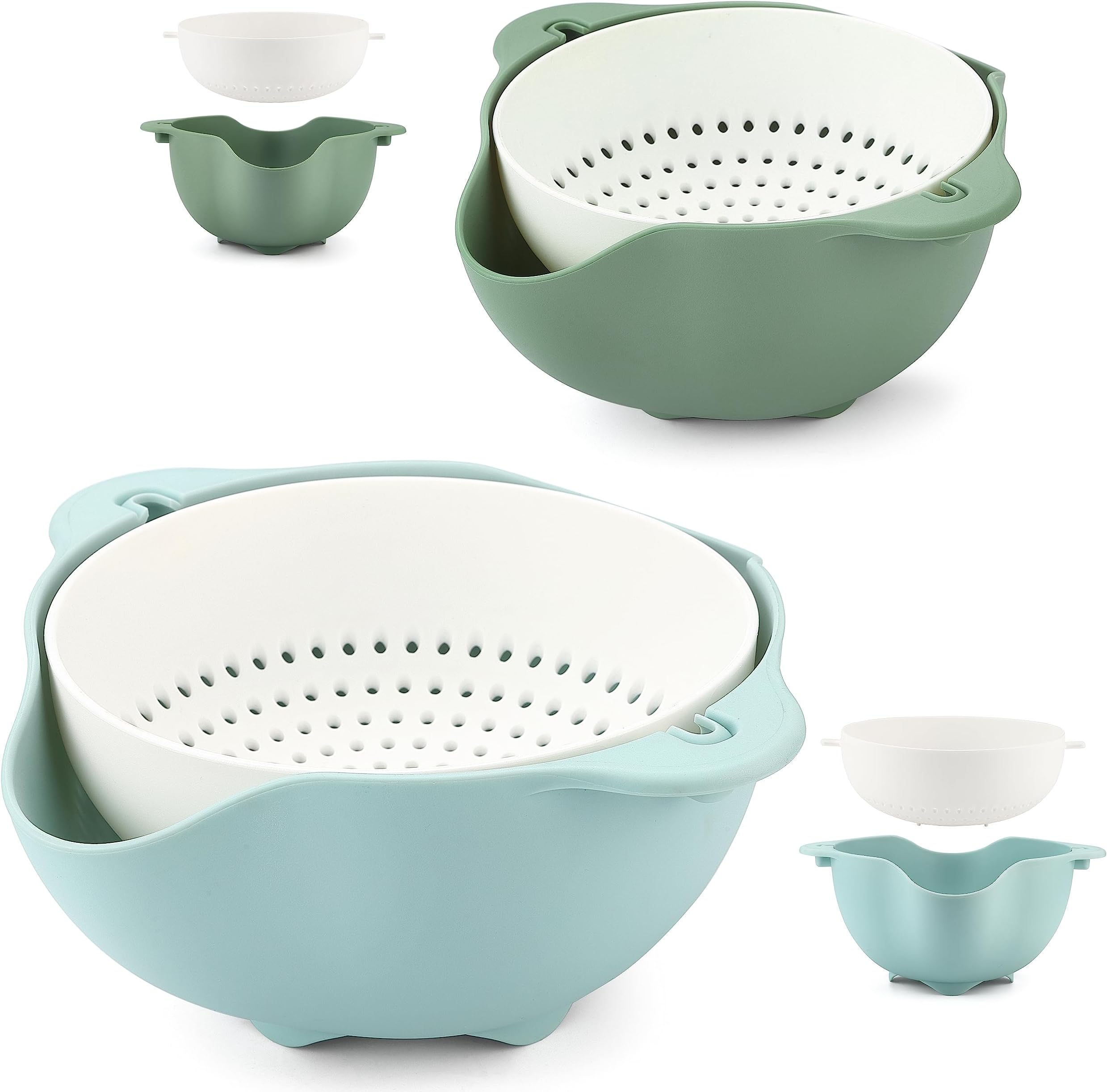 Amazon.com: 2 in 1 Vegetable Fruit Washing Rotating Colander Drain ...